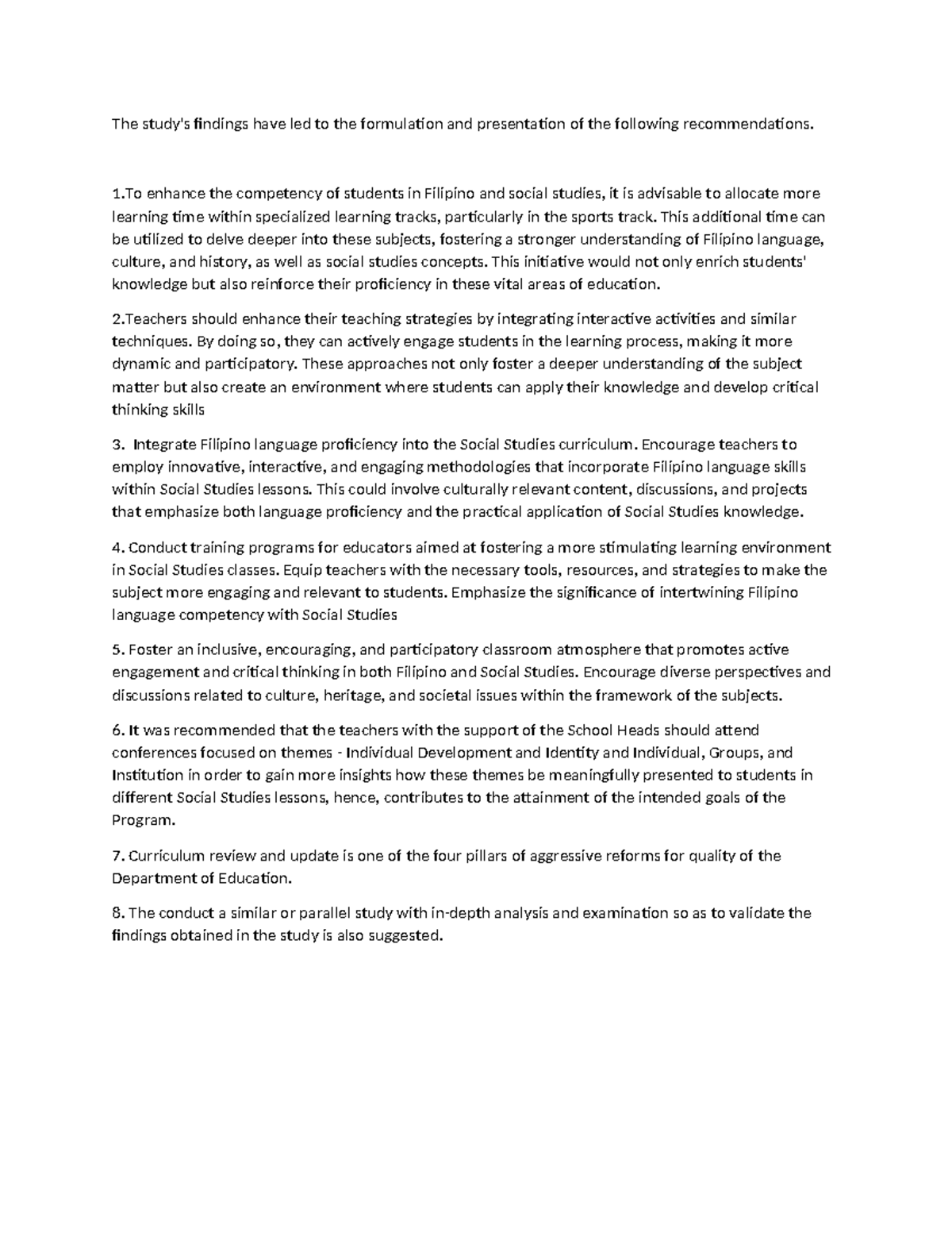 Recommendations - It will give them idea on their researches - The ...