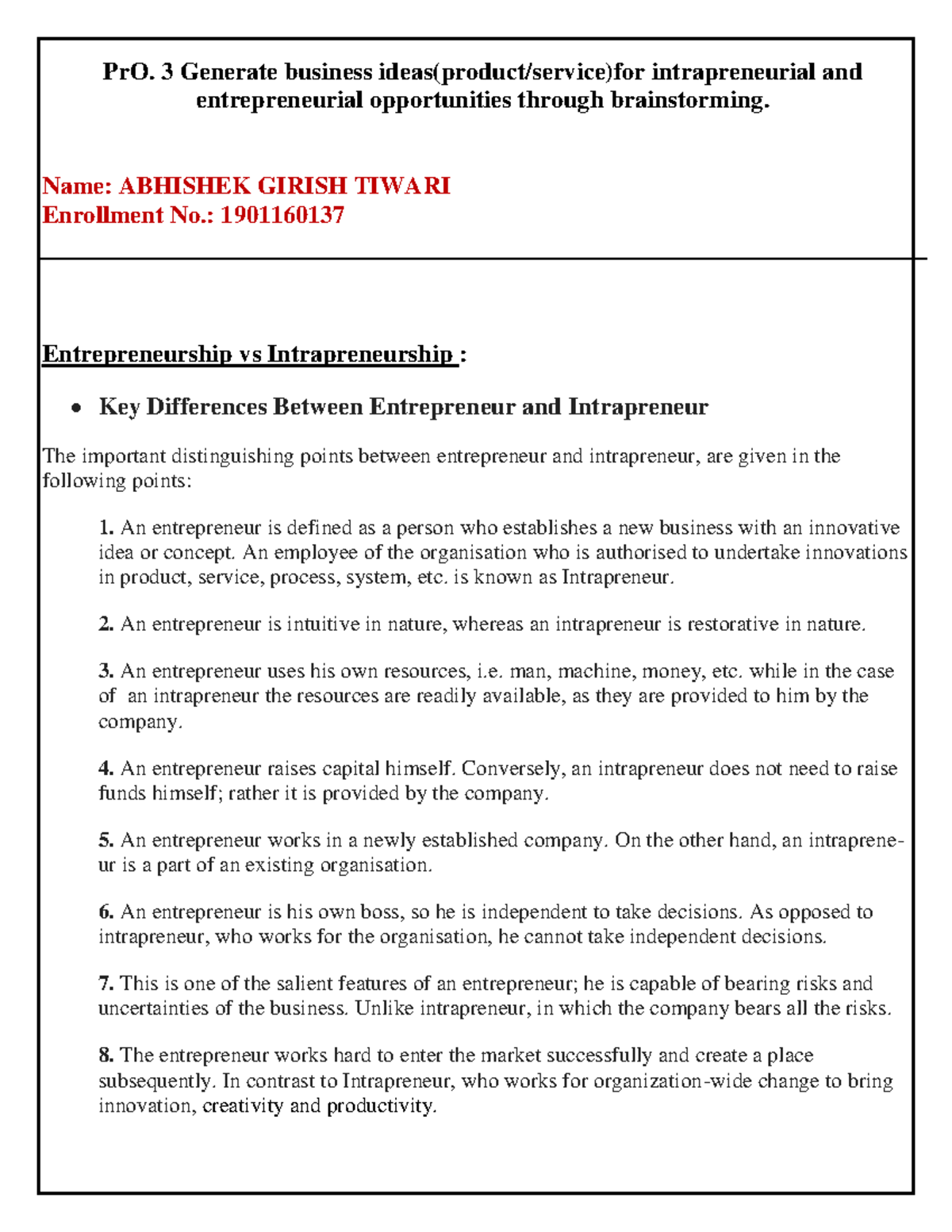 EDE Practical No. 3 - thnk yoyu - PrO. 3 Generate business ideas(product/service)for ...