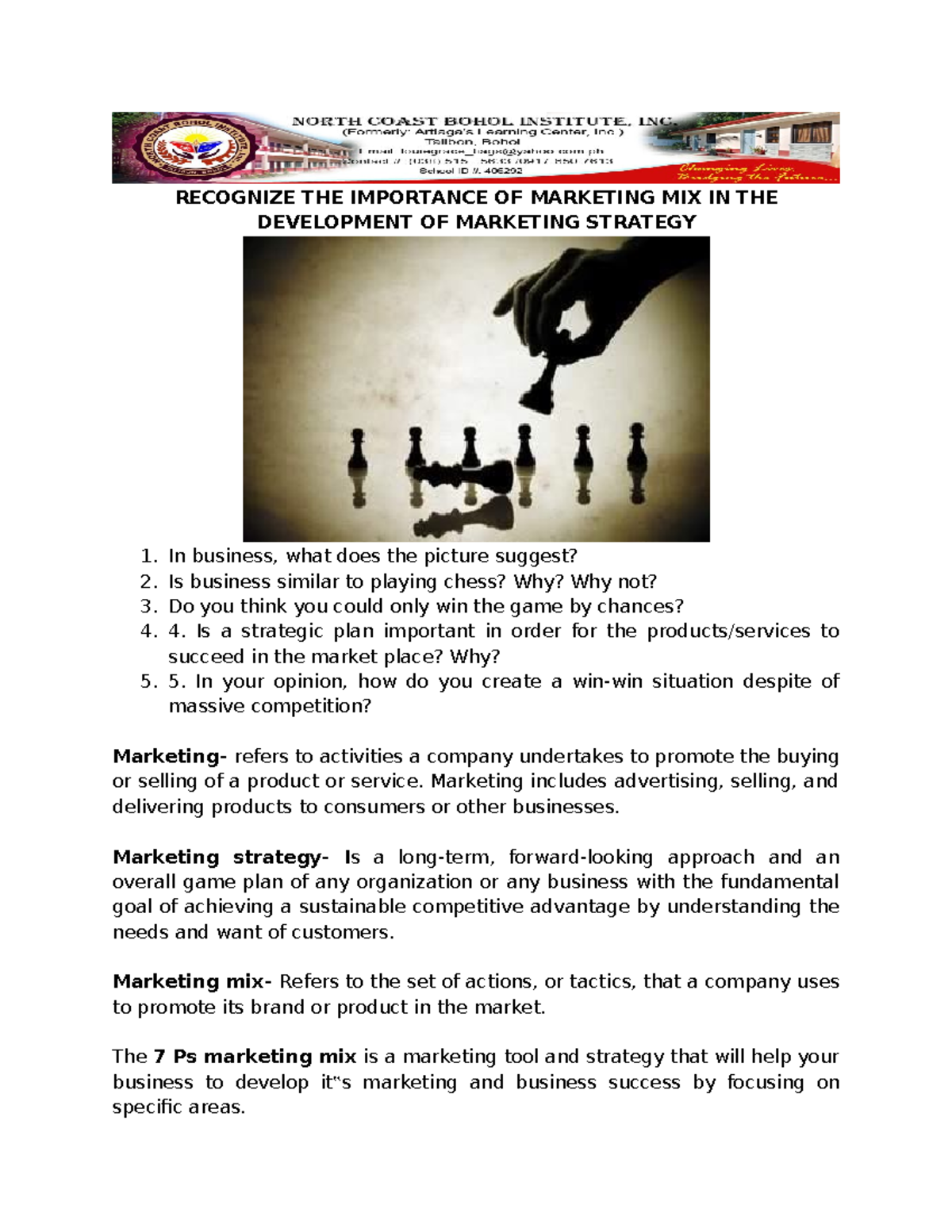 Entrep 12 Module 1 - cscfzxdzxvxzv - RECOGNIZE THE IMPORTANCE OF ...