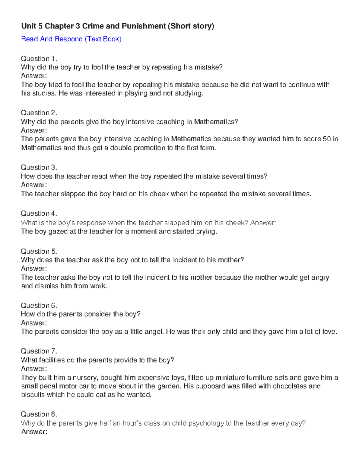 English +2 - Summaries - Unit 5 Chapter 3 Crime and Punishment (Short ...