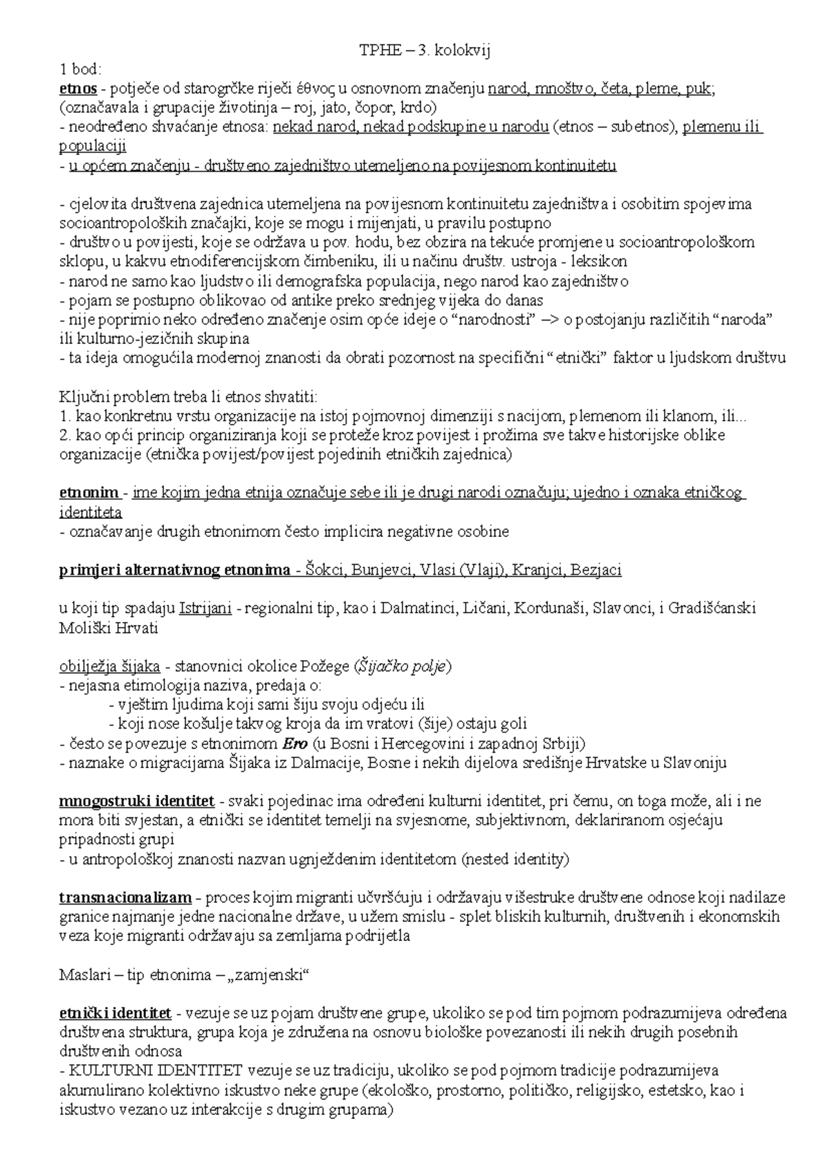 TPHE-3 - Summary Temeljni Pojmovi Hrvatske Etnologije - TPHE 3 ...