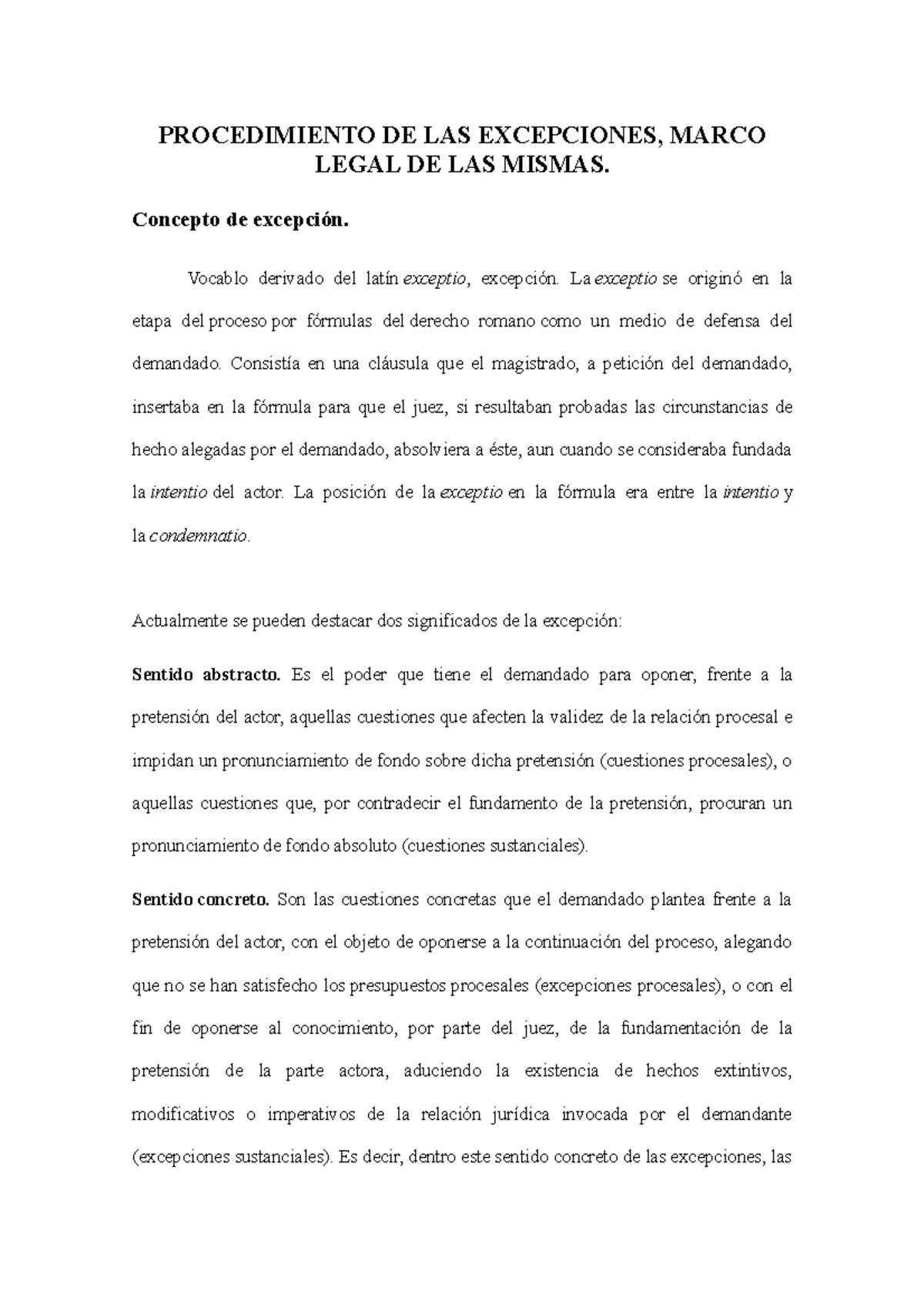 DE LAS Excepciones - PROCEDIMIENTO DE LAS EXCEPCIONES, MARCO LEGAL DE ...