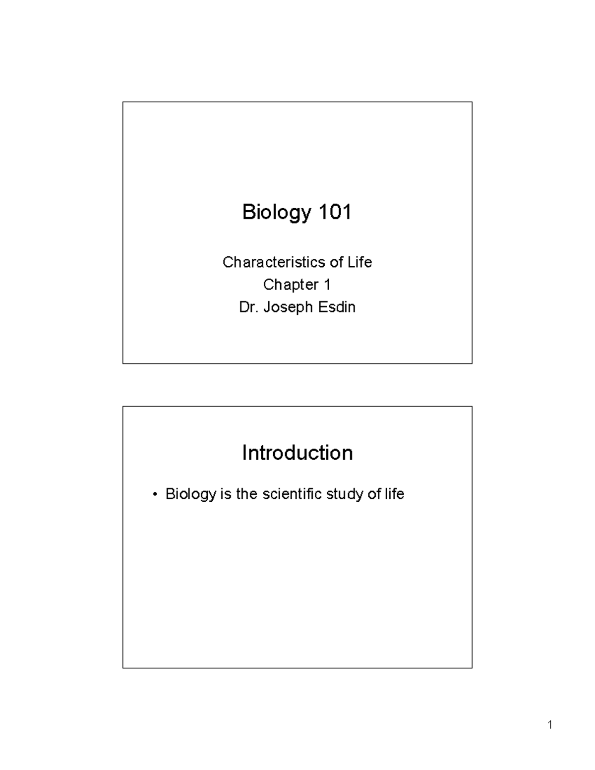 Bio 101 Chapter 1 Lecture Slides - Biology 101 Characteristics of Life ...