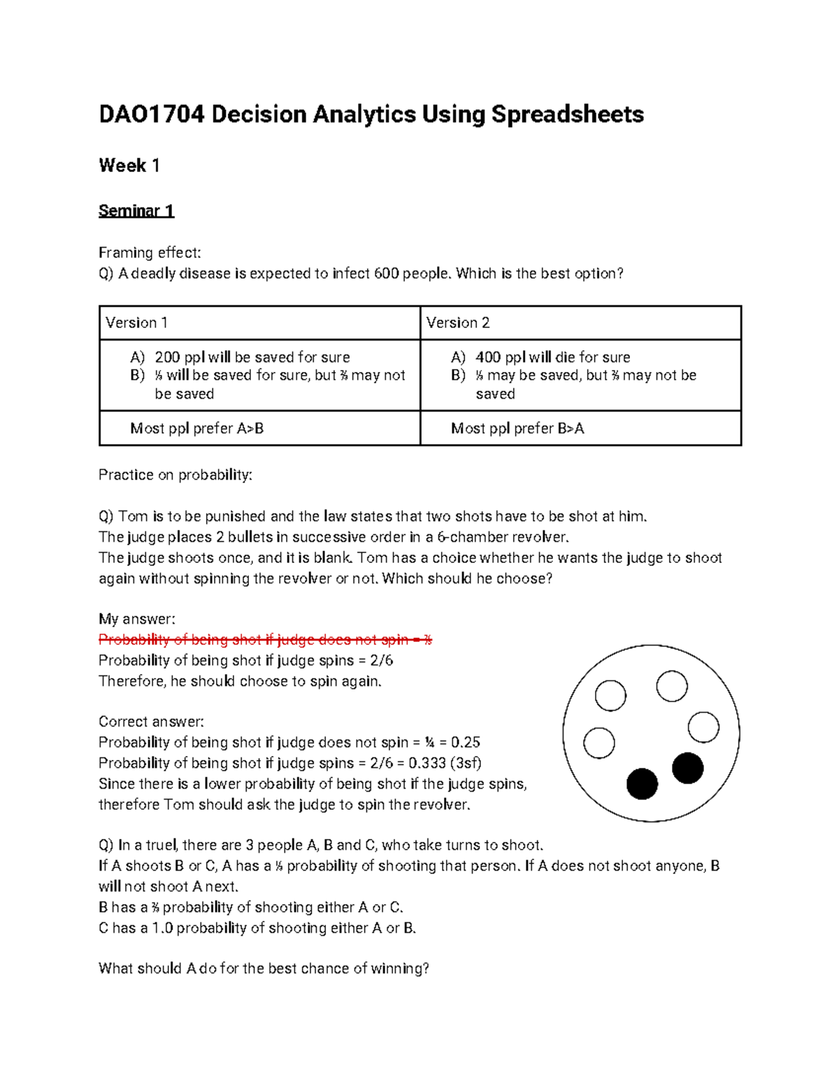 DAO1704 Decision Analytics Using Spreadsheets - Which is the best option? Version 1 Version 2 A ...