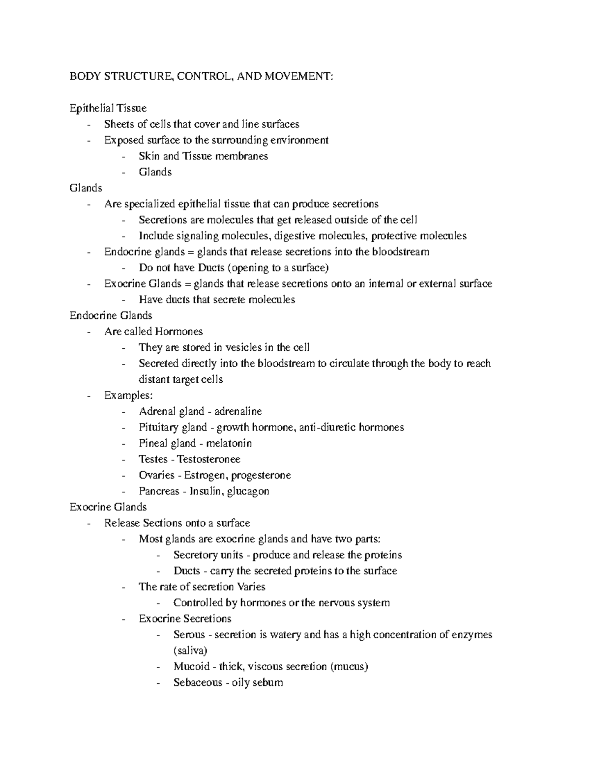 Feb 15 - BIO - The notes about the different glands in our body and how ...