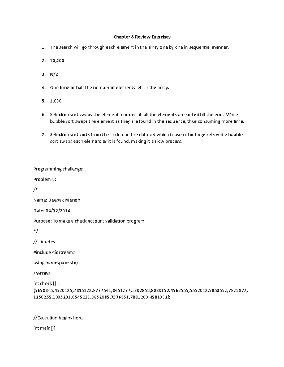 Chapter 8 Review Exercises - Chapter 8 Review Exercises The search will ...