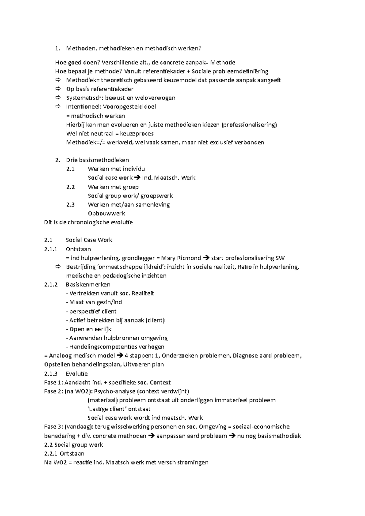 Beknopte Samenvating Methodieken (Les 5, Hildegard Gobyn) - Methoden ...