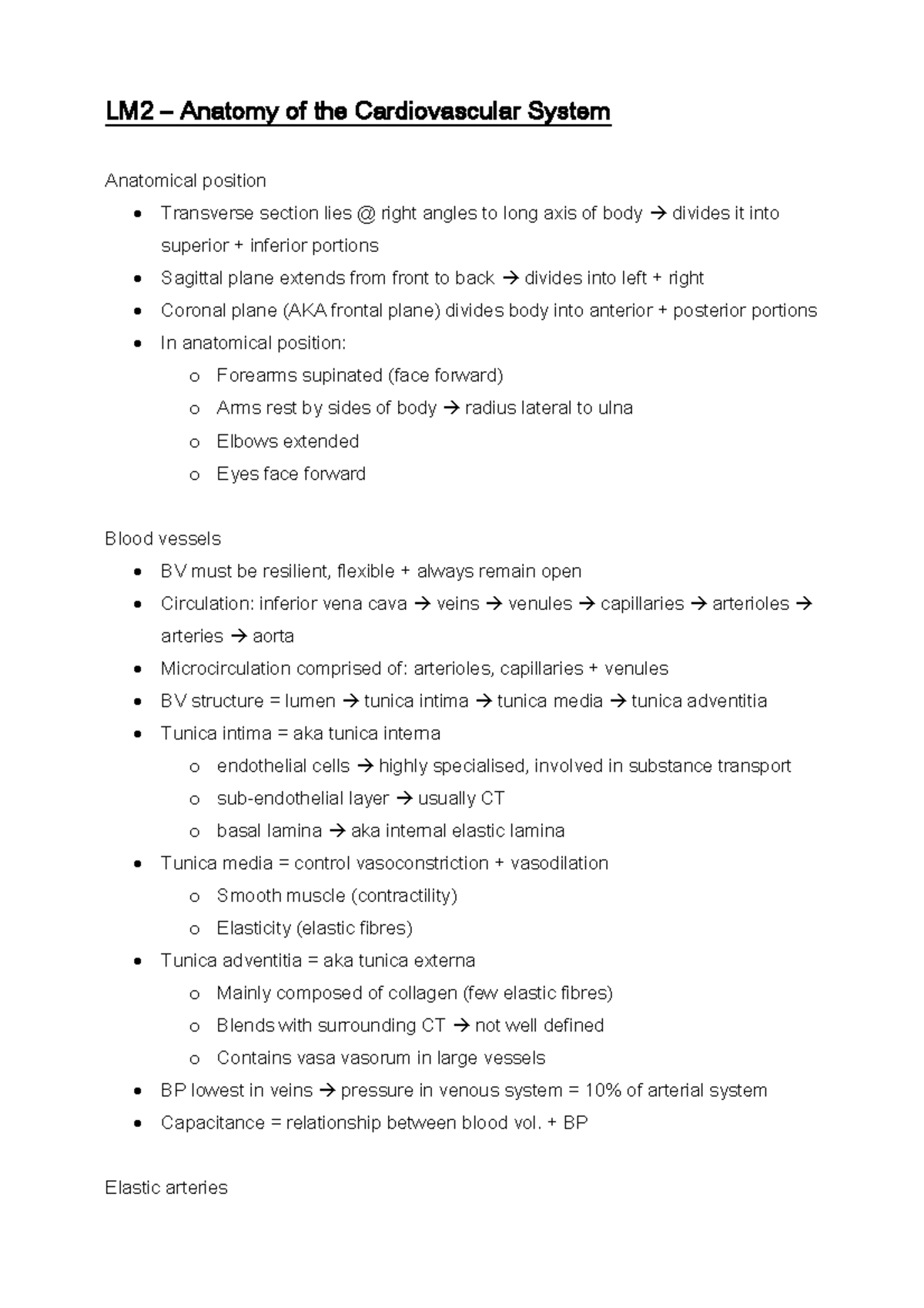 Revision Notes Body Systems: courses, - LM2 – Anatomy of the ...