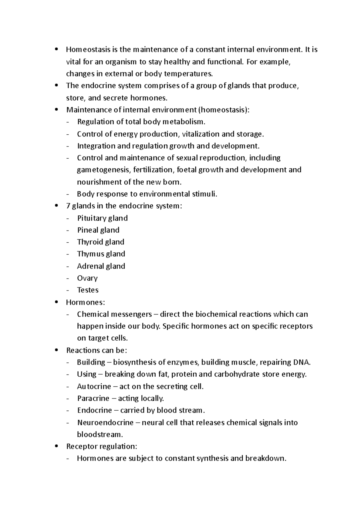Endocrine System - Homeostasis is the maintenance of a constant ...