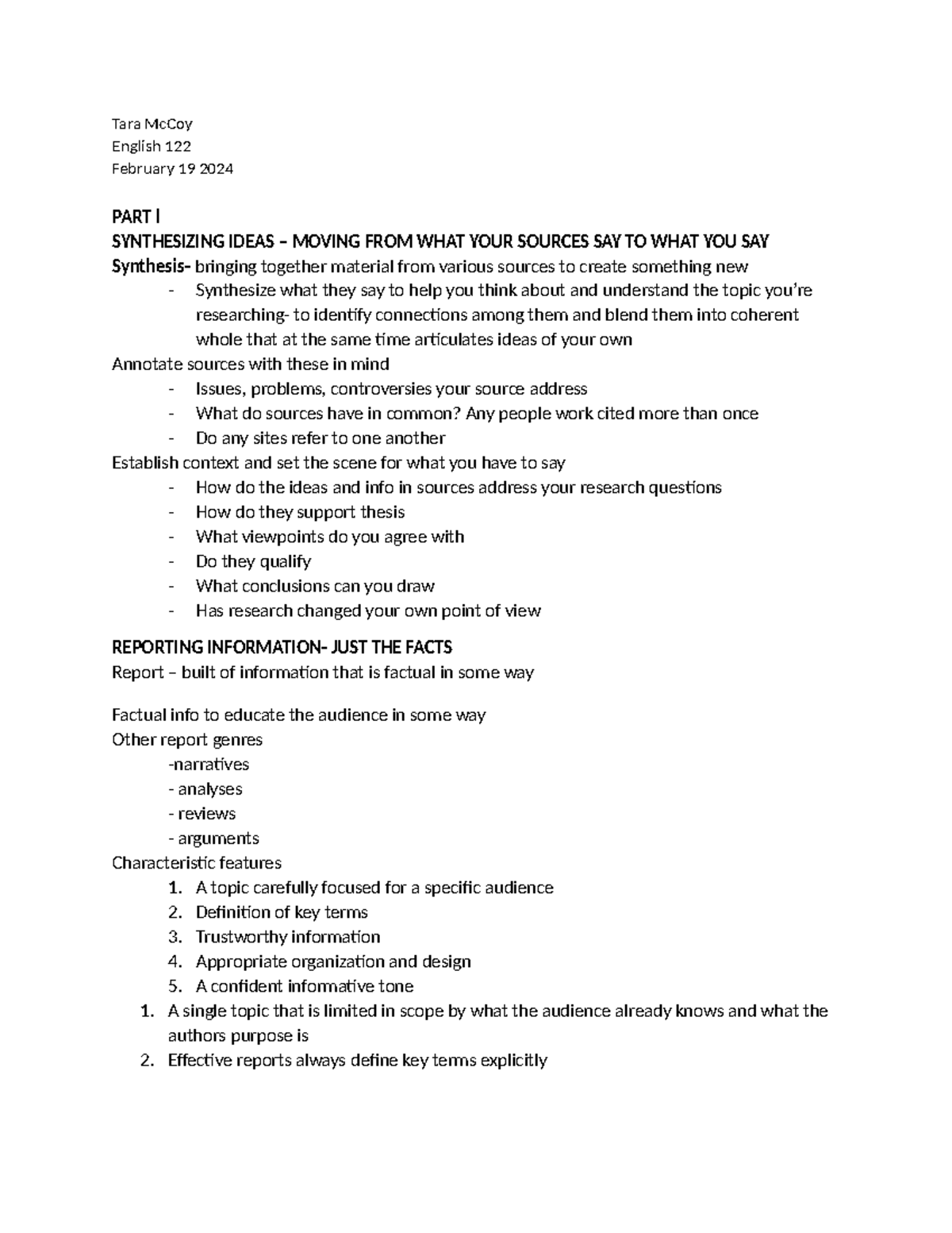 Eng 122 hw new - essays and homework for each essay - Tara McCoy ...