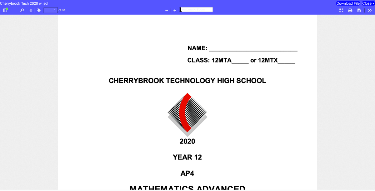 Cherrybrook Tech 2020 w. sol - NAME : __ ________________________ CLASS ...