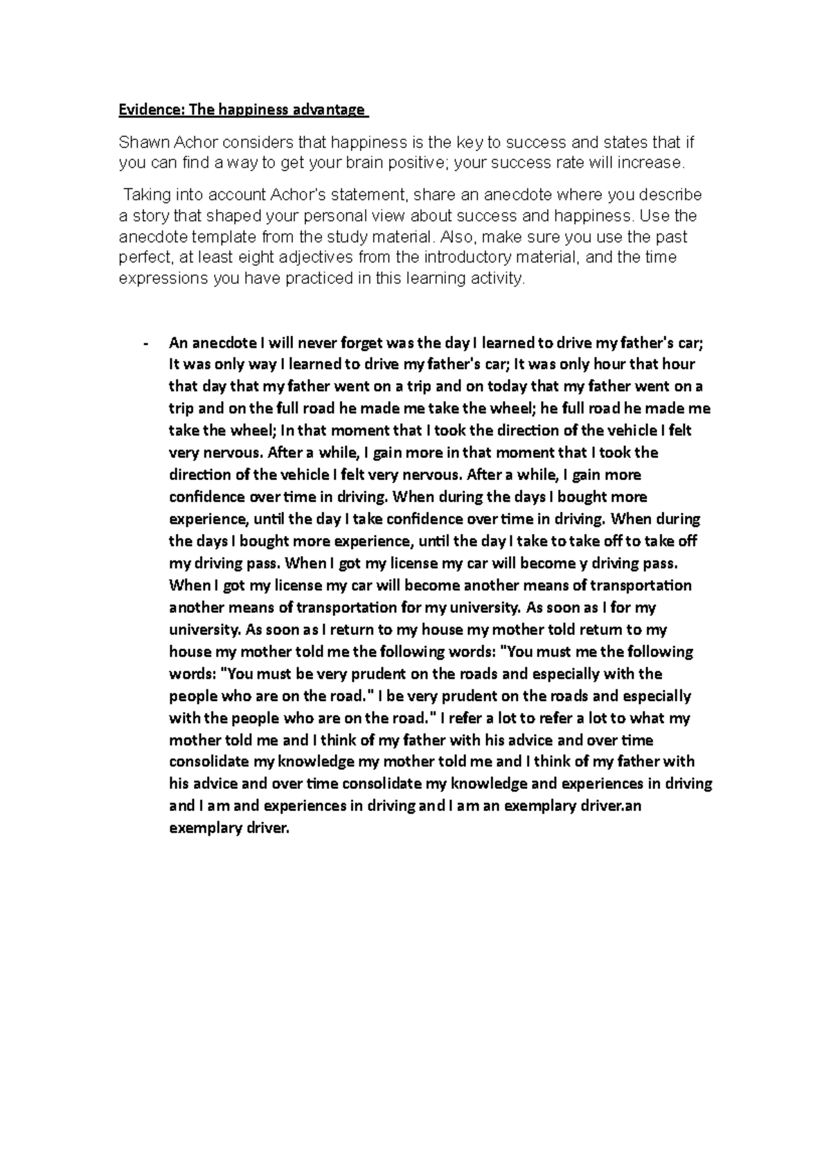 My Evidence The happiness advantage notes - Evidence: The happiness ...