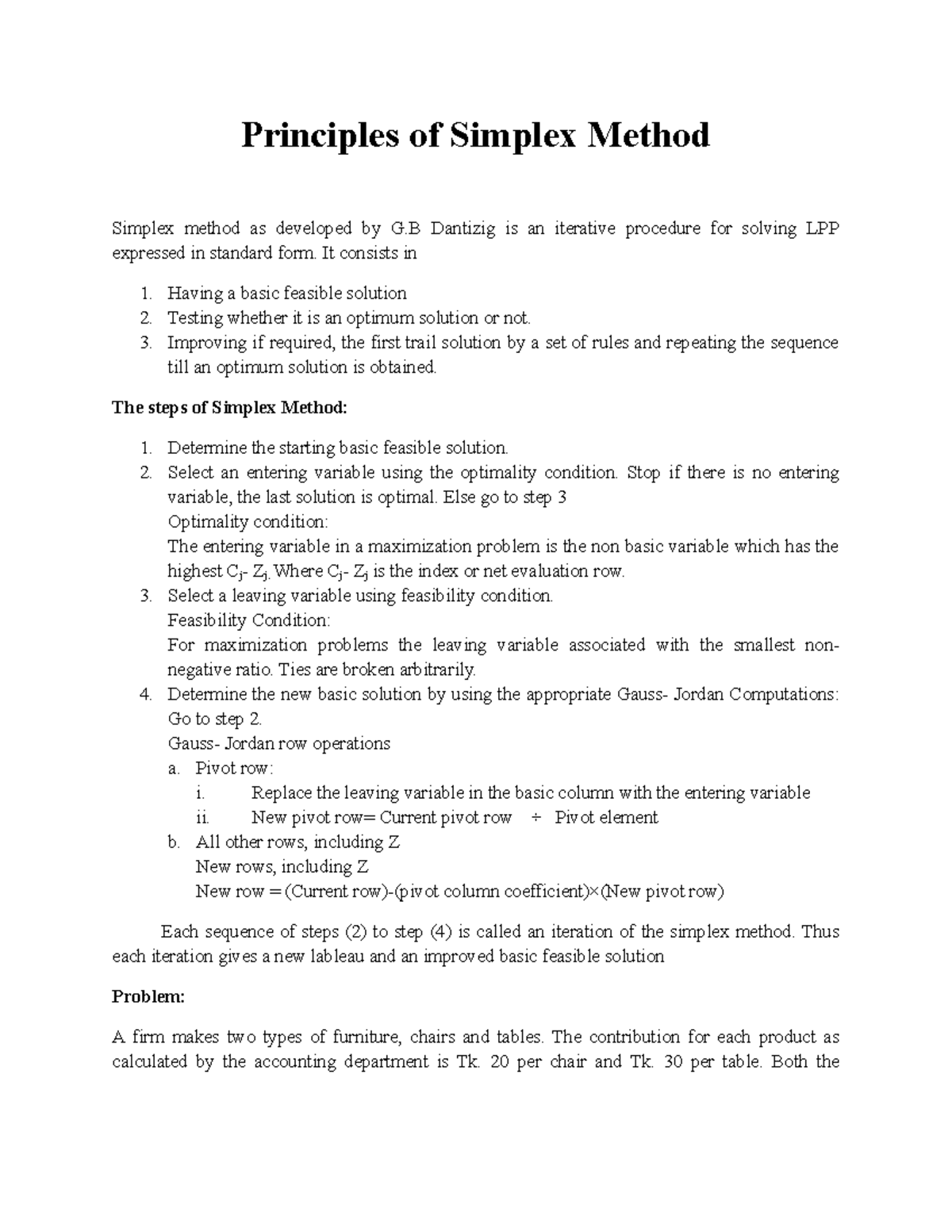 Simplex - notes - Principles of Simplex Method Simplex method as ...