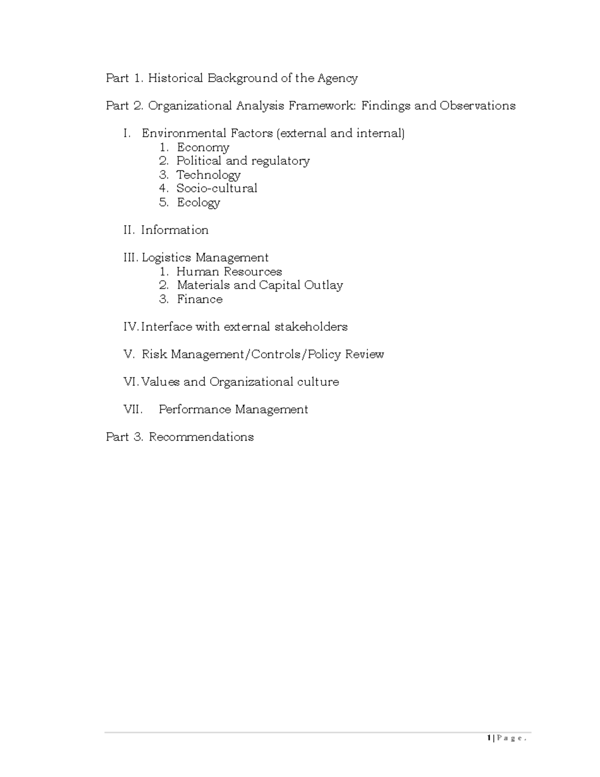 Organization Development - Part 1. Historical Background of the Agency ...