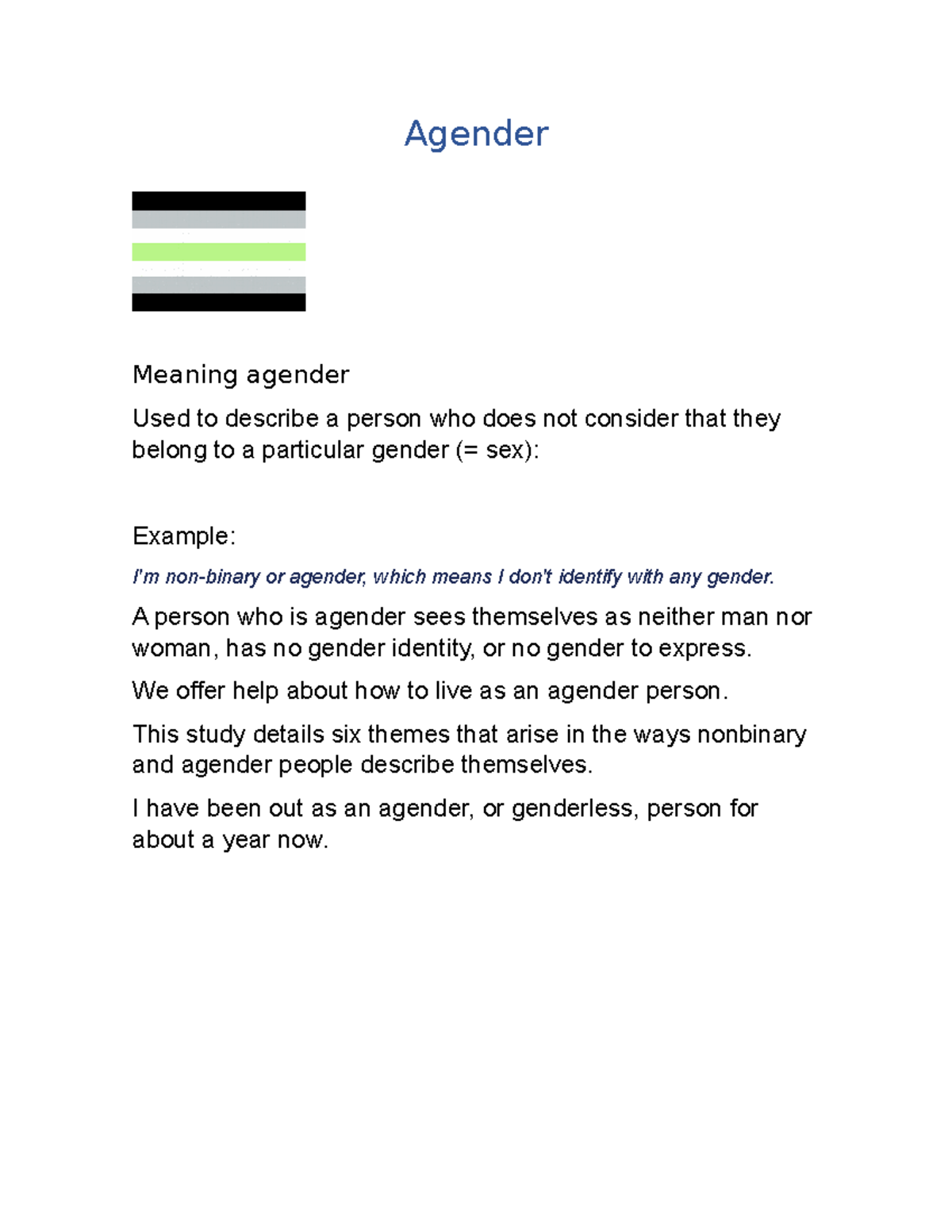 Ingles avance - Reporte de quimica - Agender ####### Meaning agender ...