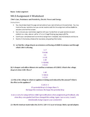Laboratory Report Electric Potential - Electric Potential Module 4 ...