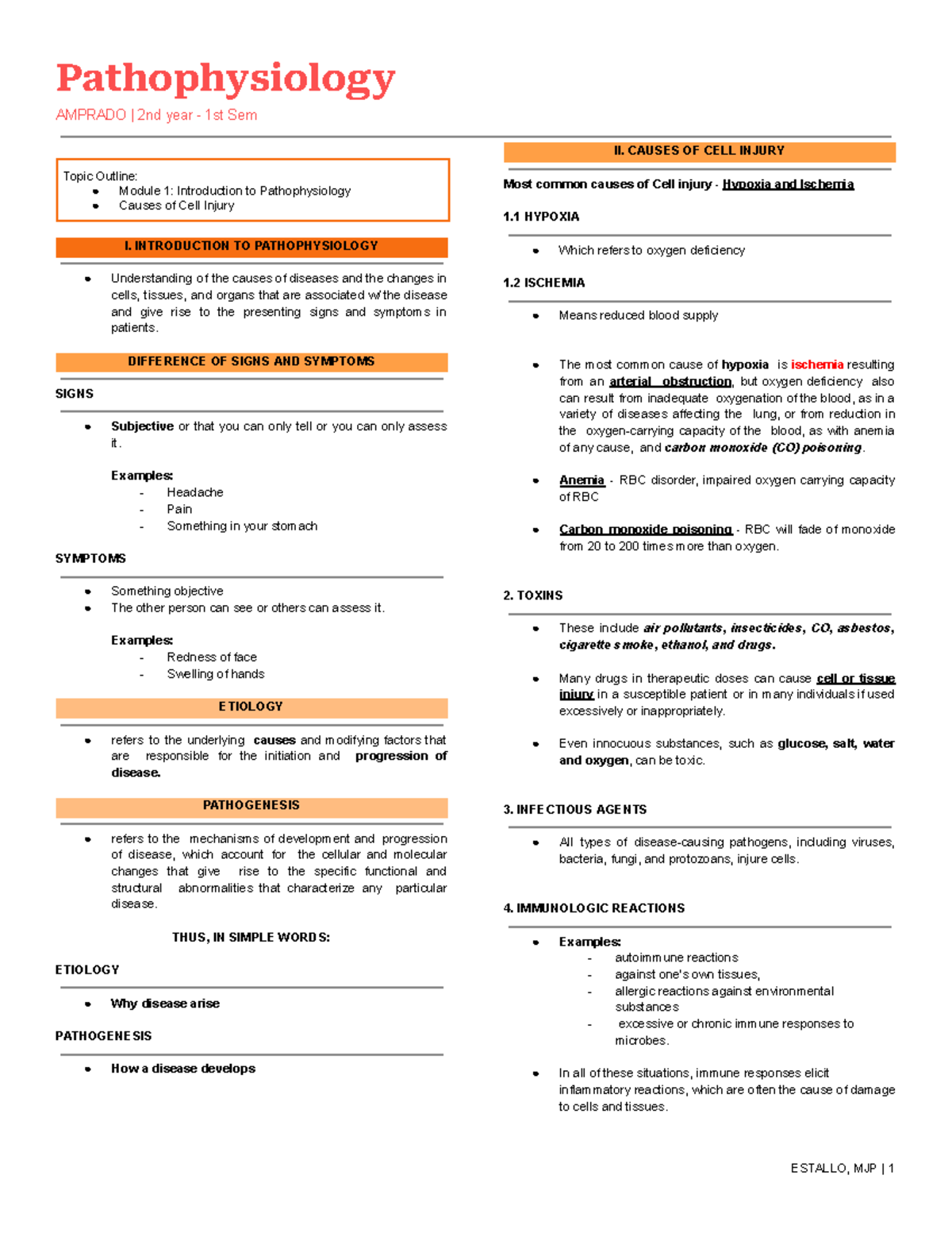 M1- Transes- Pathopysiology - AMPRADO | 2nd year - 1st Sem Topic ...