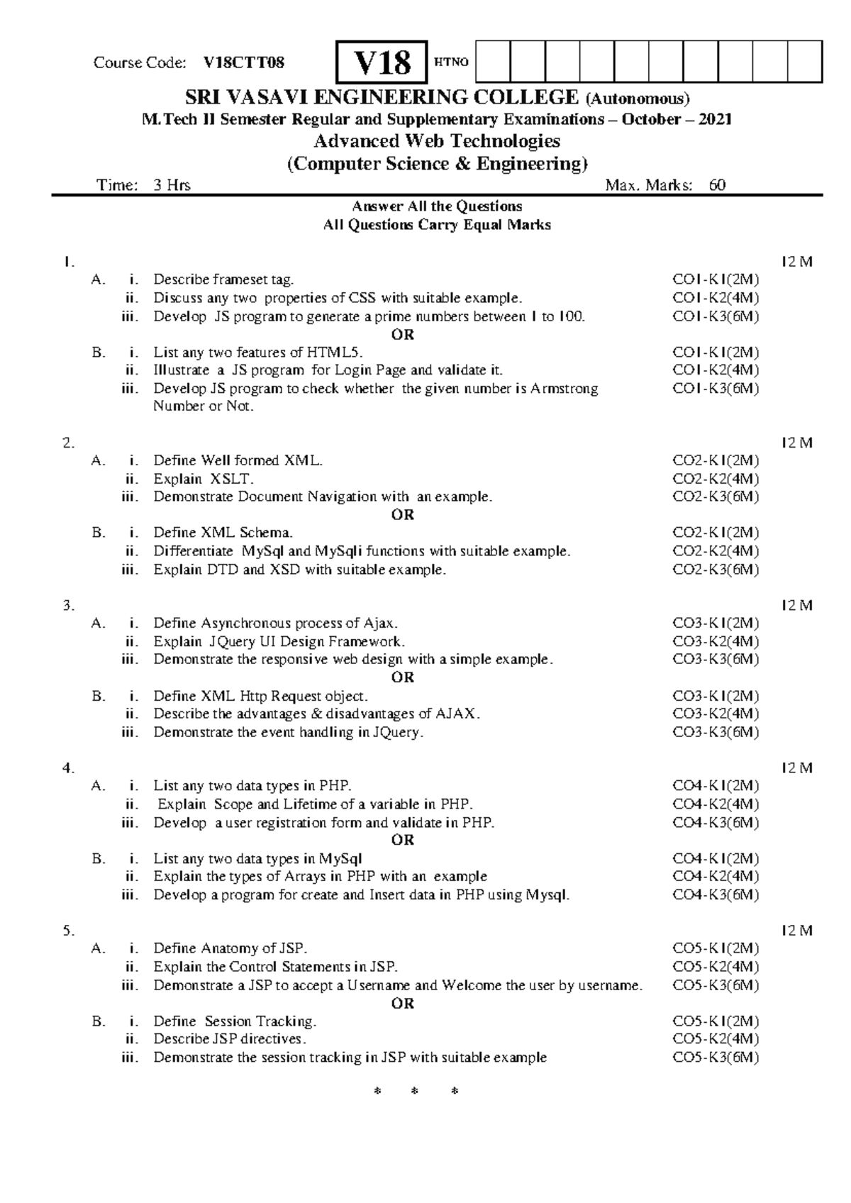 Advanced Web Technologies Set-2 - Course Code: V18CTT08 V18 HTNO SRI VASAVI ENGINEERING COLLEGE ...