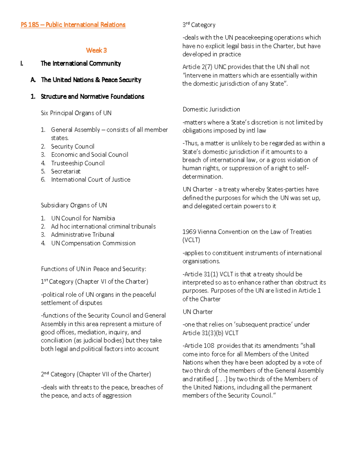 Week 3.1 United Nations - PS 185 – Public International Relations Week ...