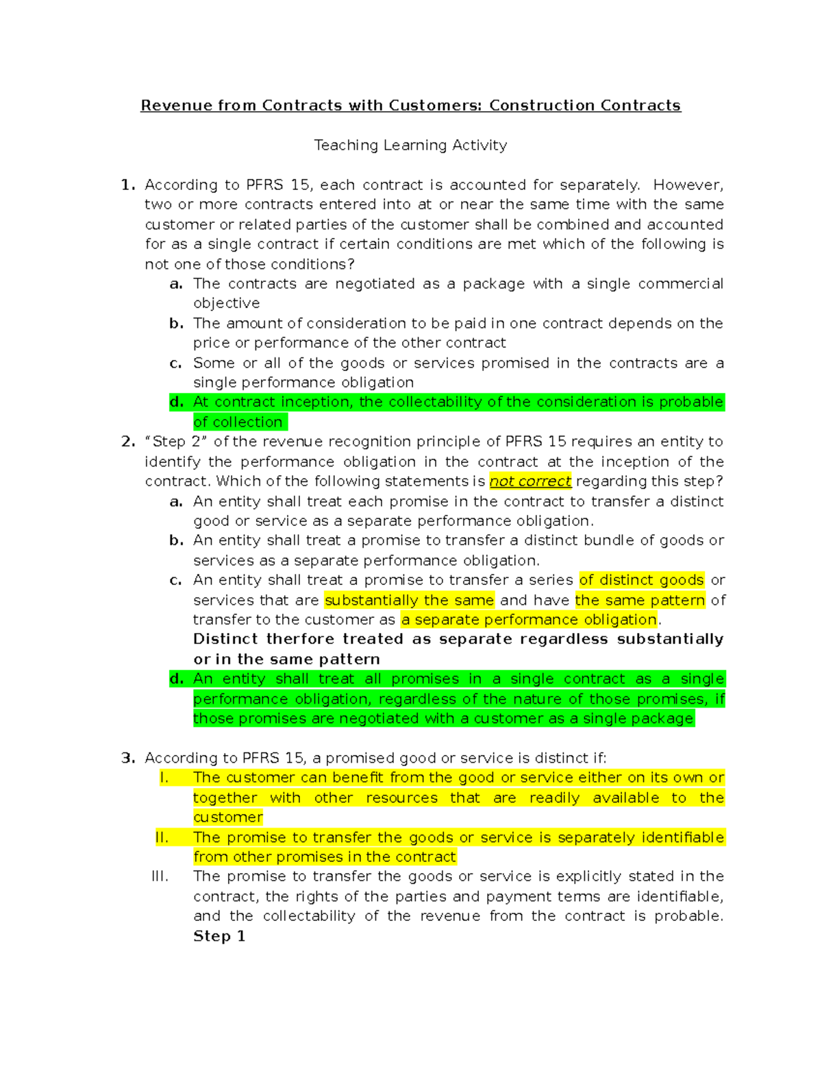Construction Contracts Assessment for Accounting Students - Bachelor of ...