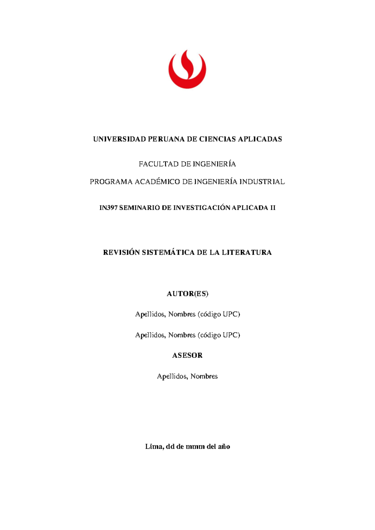 PLANTILLA PARA LA TB2 - INGENIERÍA INDUSTRIAL - UNIVERSIDAD PERUANA DE CIENCIAS APLICADAS ...