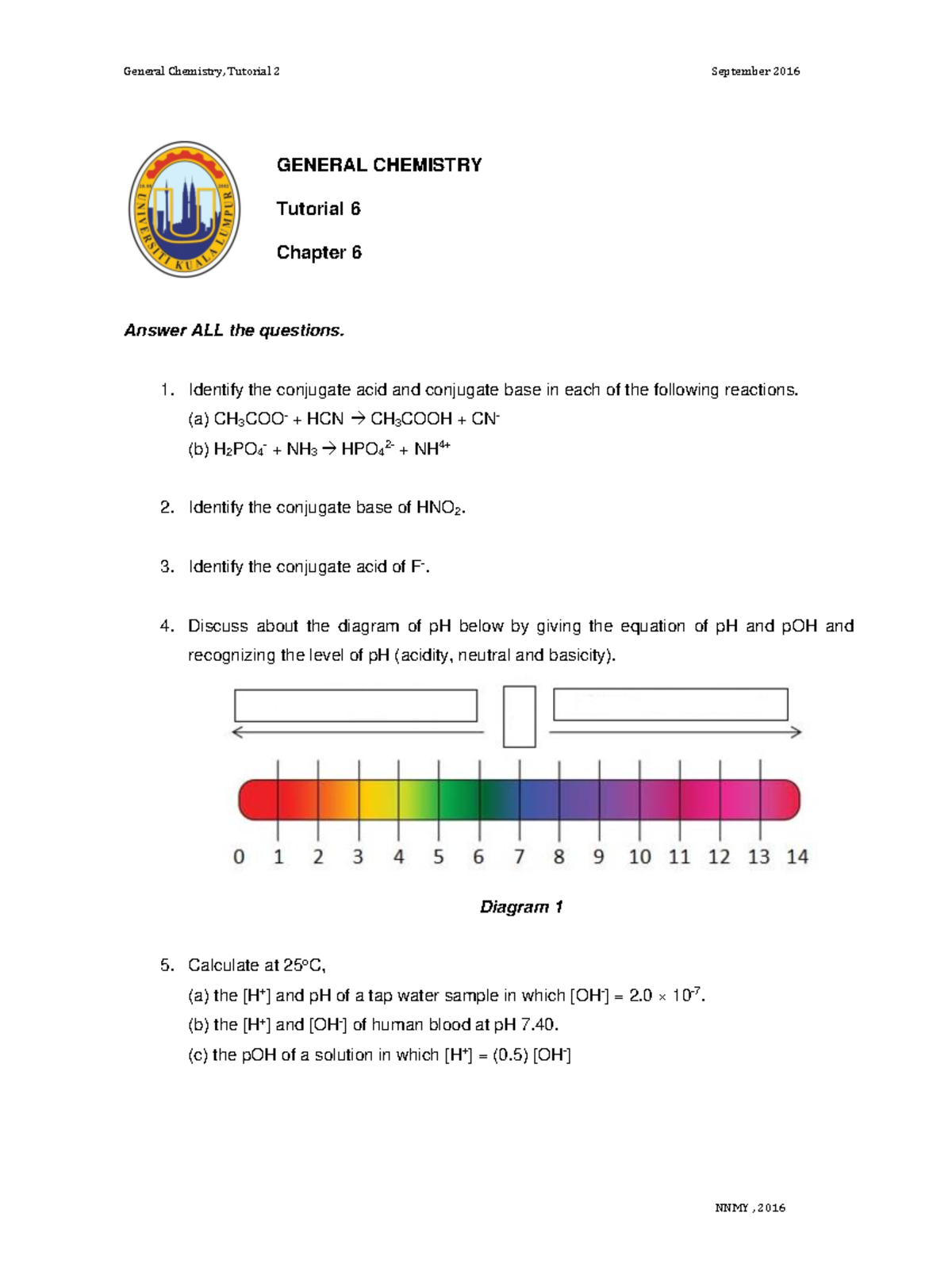 Tutorial 6 - Chemistry Practice material - General Chemistry, Tutorial ...