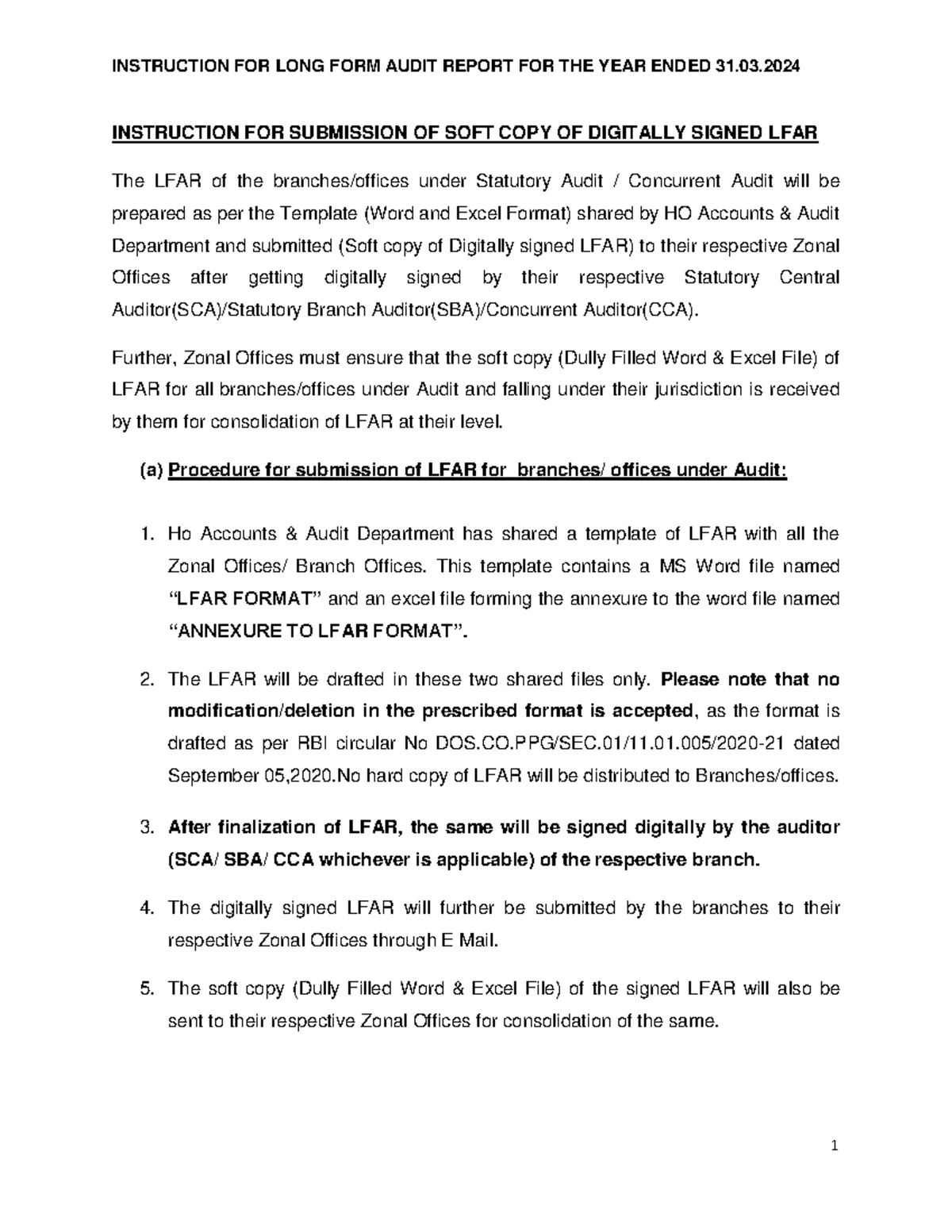 LFAR 2023-24 Instruction - INSTRUCTION FOR LONG FORM AUDIT REPORT FOR ...