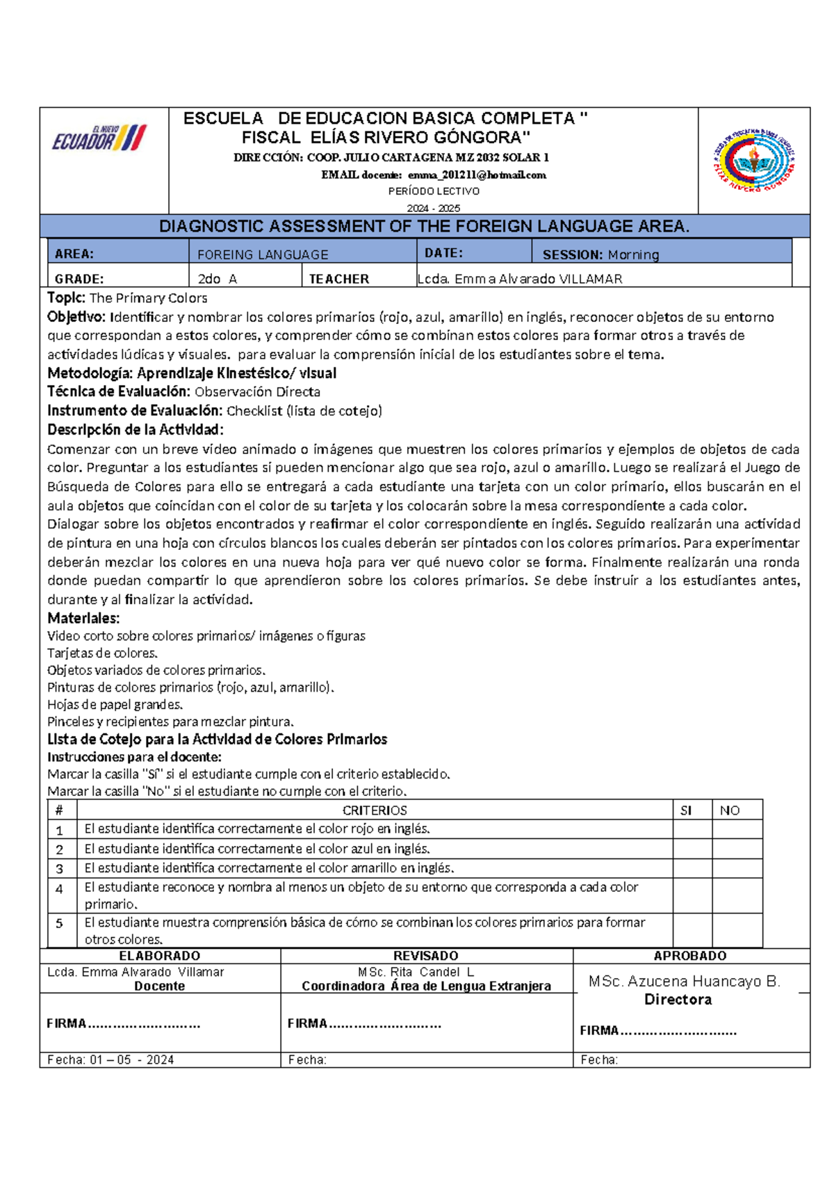 LCDA GINA Coronel - sin novedad - ESCUELA DE EDUCACION BASICA COMPLETA ...