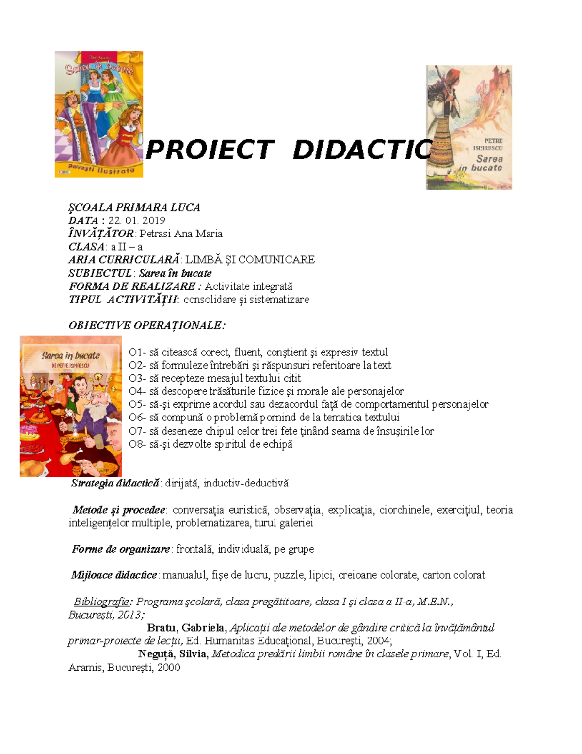 Proiect Didactic Scoala Primara LUCA - PROIECT DIDACTIC ŞCOALA PRIMARA ...