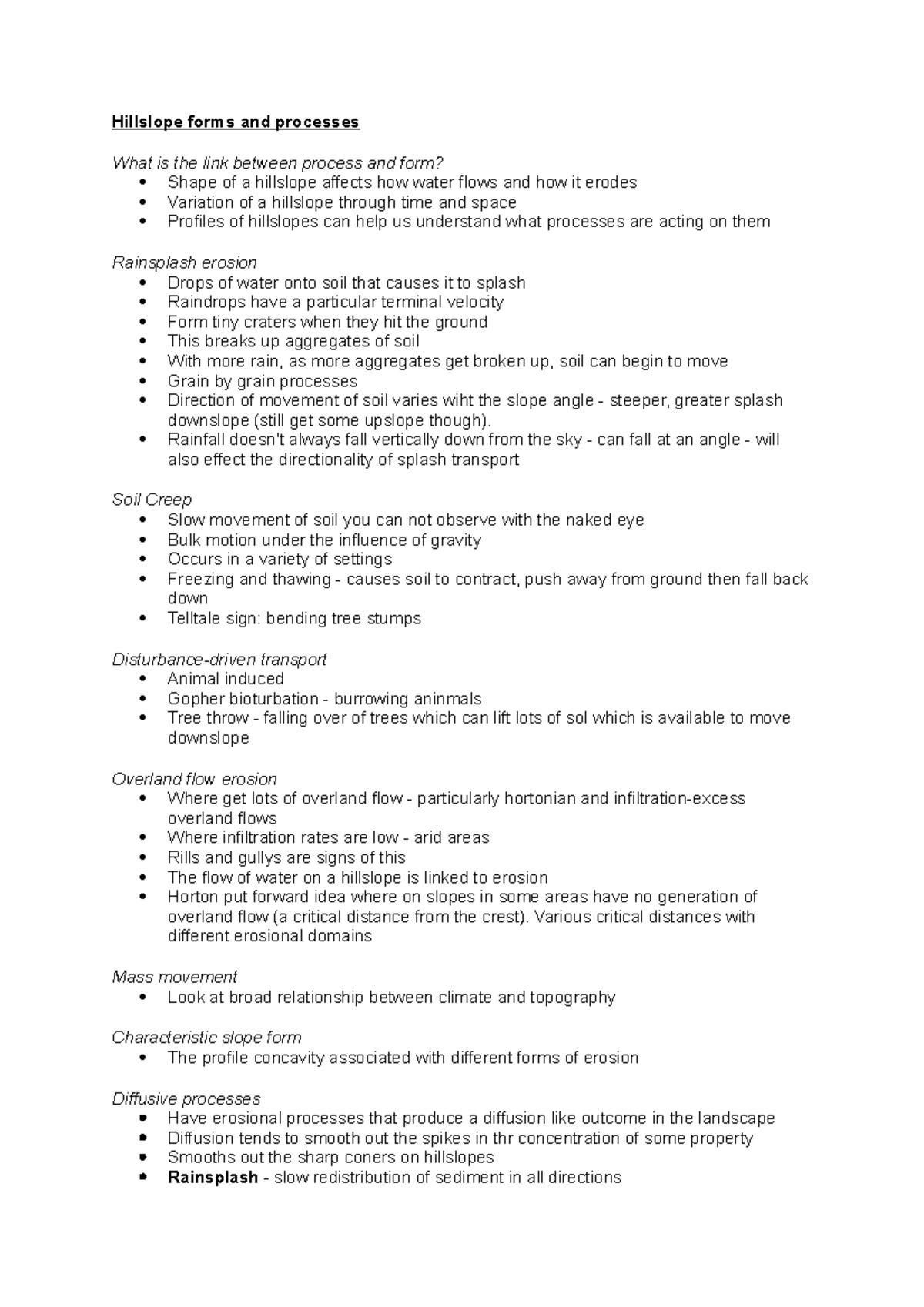 Hillslope forms and processes - Rainfall doesn't always fall vertically ...