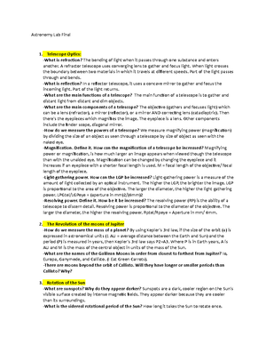 Astronomy Exams Review - Exam Review: Astronomy Chapters 1- Chapter 1 ...