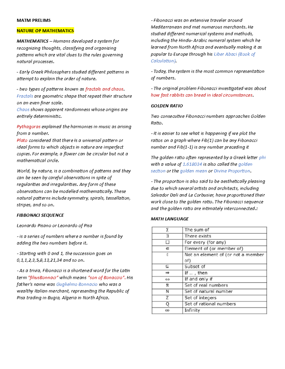 MATM Prelims - MATM PRELIMS NATURE OF MATHEMATICS MATHEMATICS – Humans ...