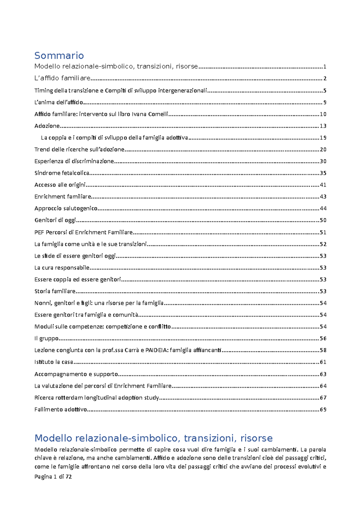 Psicologia dell' Affido, adozione e enrichment familiare - Sommario ...