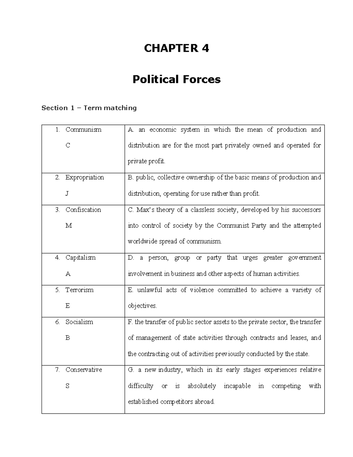 IB Workbook Chapter 5 political - CHAPTER 4 Political Forces Section 1 ...