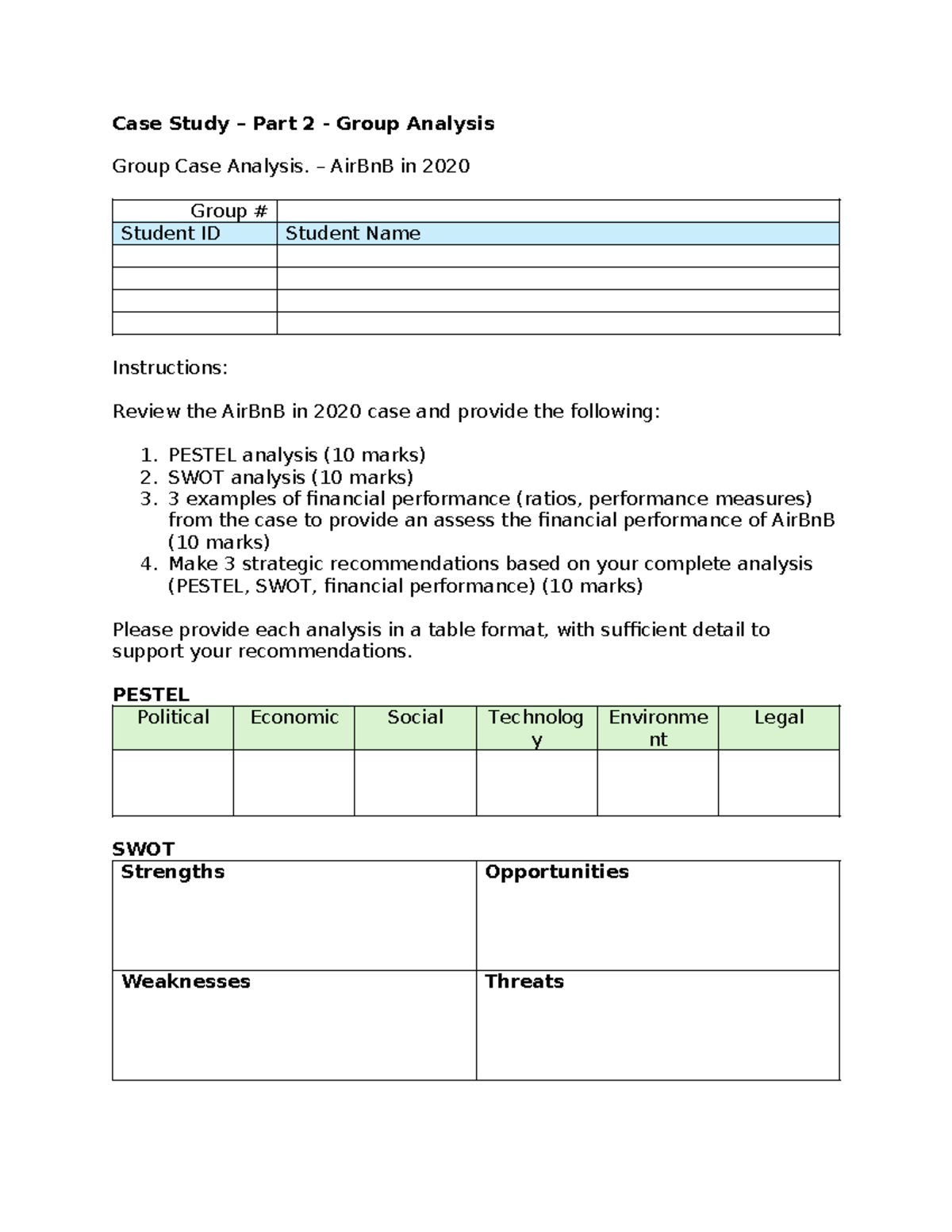 Group Assignment#1 template - Case Study – Part 2 - Group Analysis Group Case Analysis. – AirBnB ...