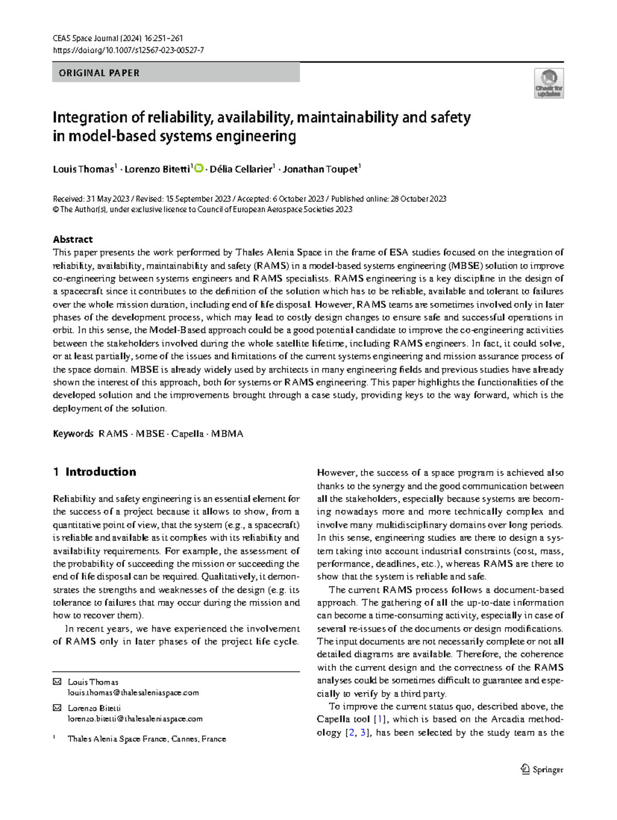 Integration of reliability, availability, maintainability and safety in ...