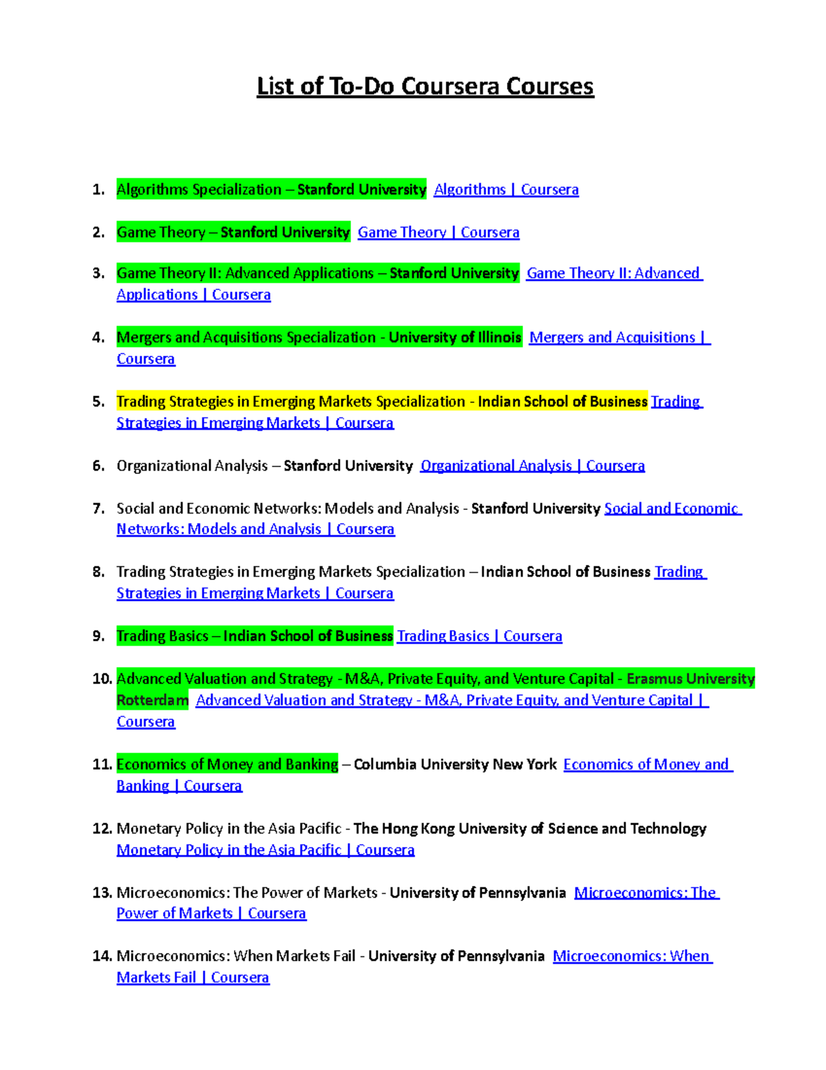 To-Do Courses - nill - List of To-Do Coursera Courses Algorithms ...