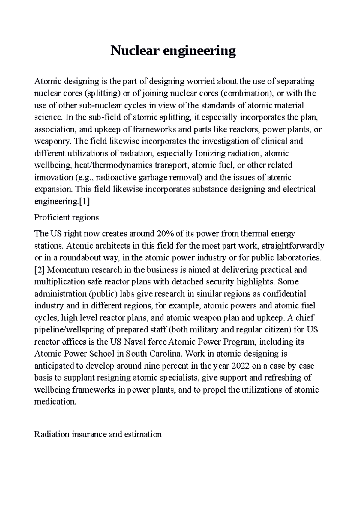 Nuclear engineering - shafan - Nuclear engineering Atomic designing is the part of designing ...