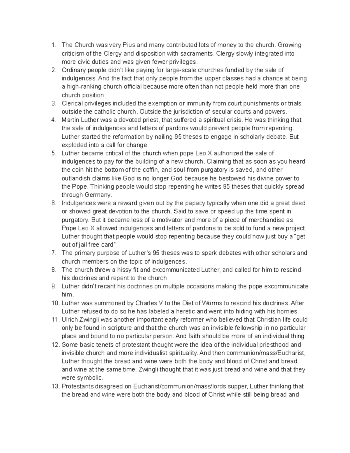 Chapter 13 Extra Credit Reading Questions - The Church was very Pius ...