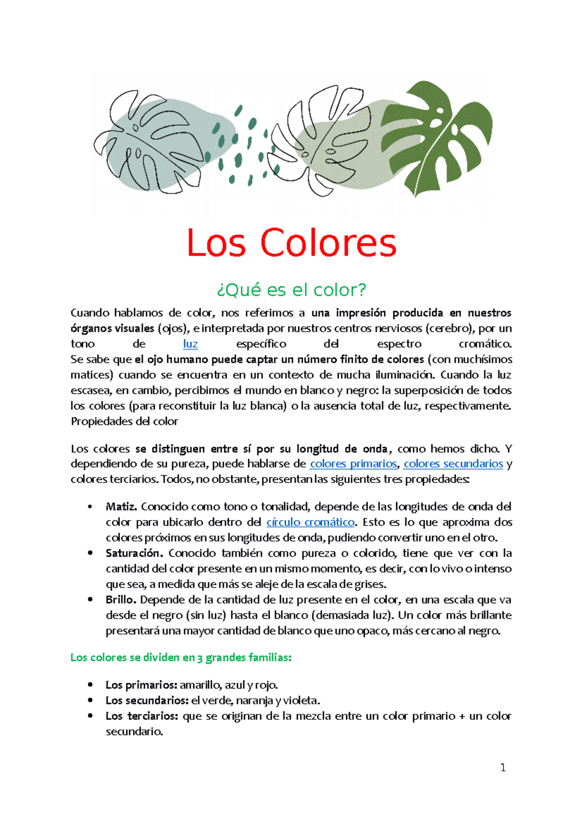Color - Los Colores ¿Qué es el color? Cuando hablamos de color, nos ...