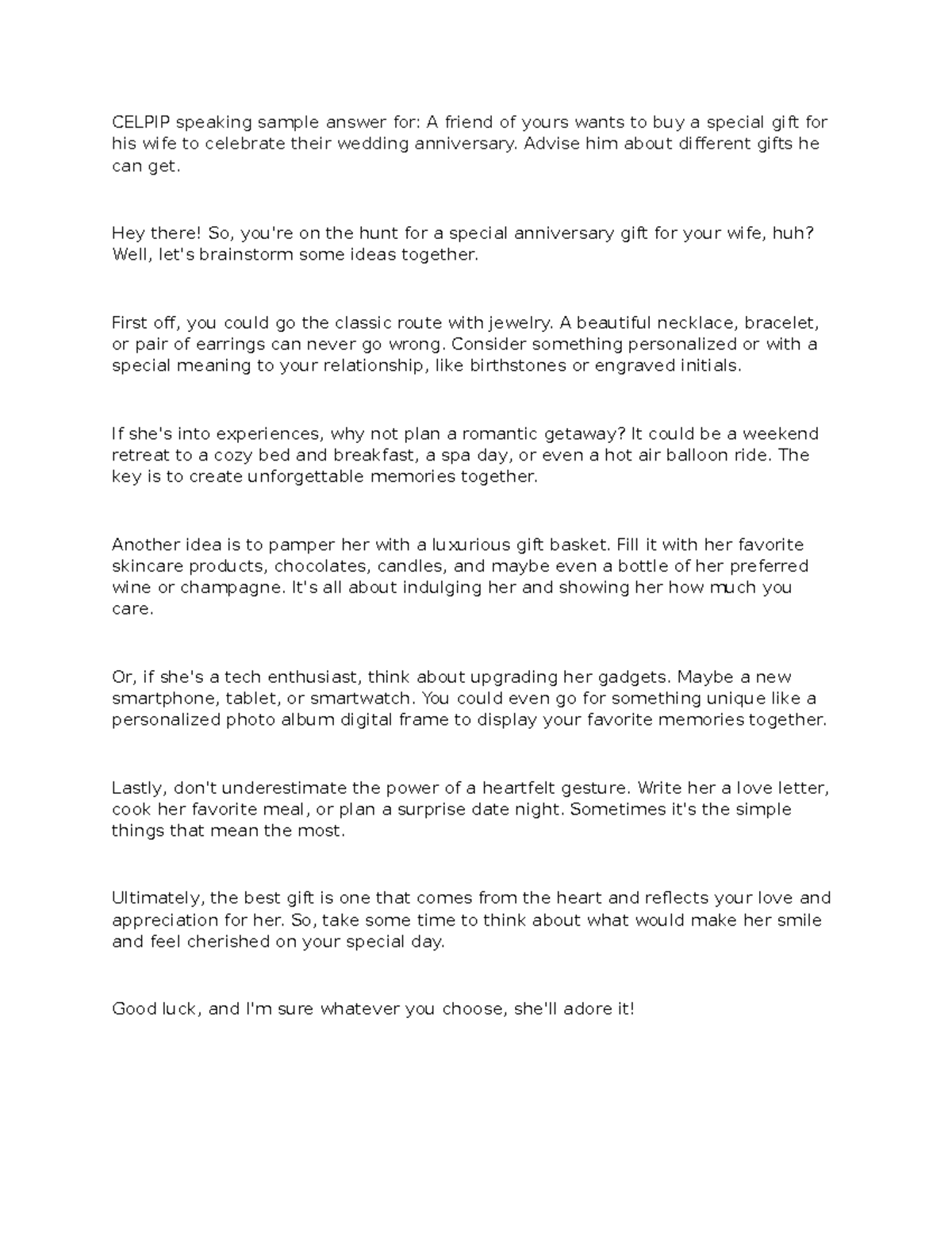 Celpip speaking sample answer - CELPIP speaking sample answer for: A ...