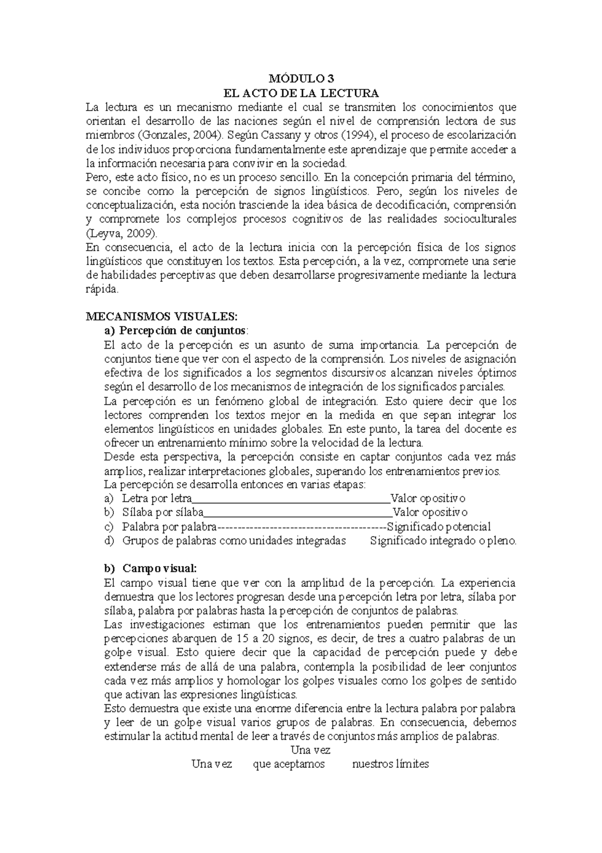 Módulo 3 Comprensión Y Argumentación - MÓDULO 3 EL ACTO DE LA LECTURA ...