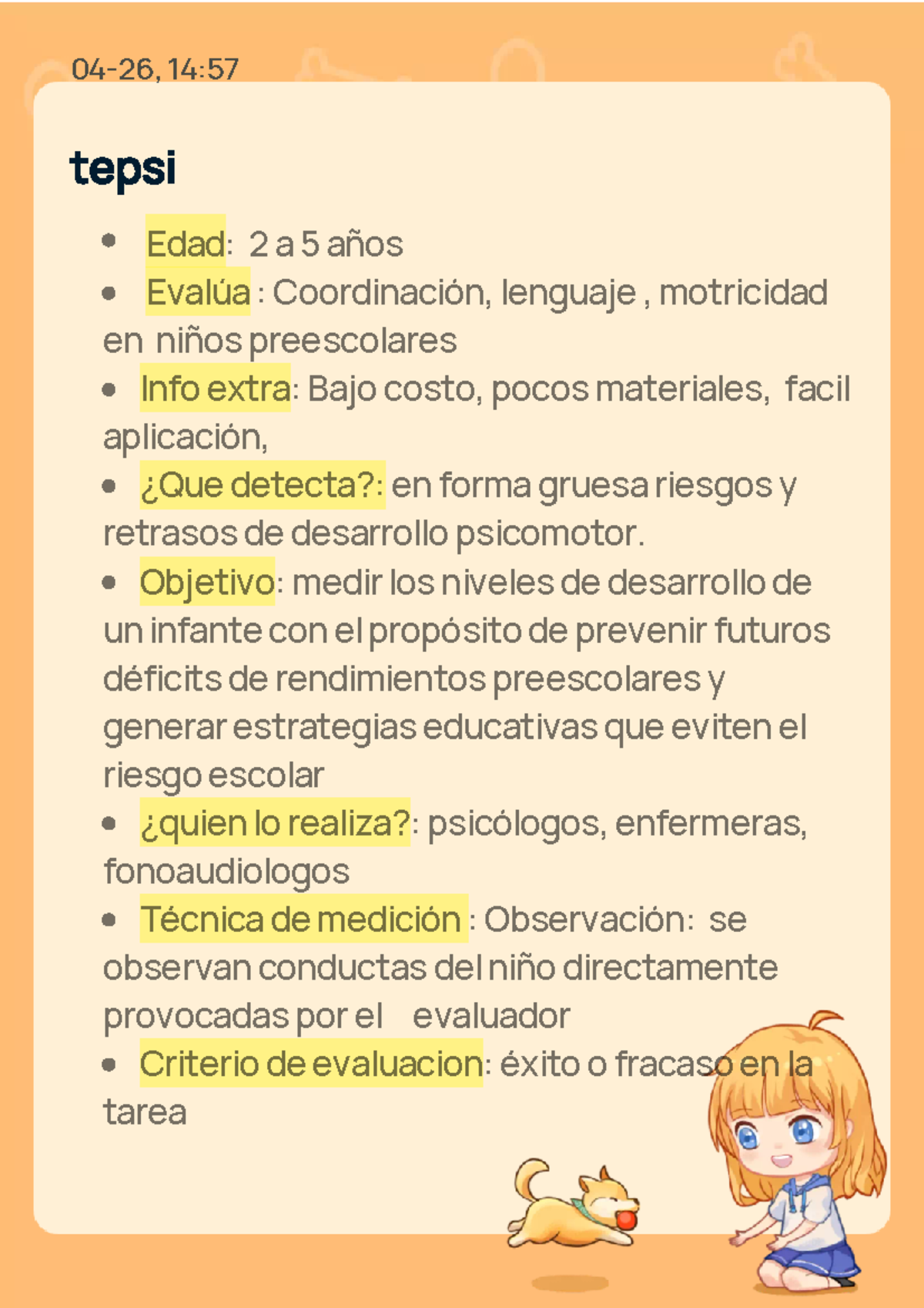 Test de desarrollo psicomotor (TEPSI) - tepsi Edad: 2 a 5 años Evalúa ...