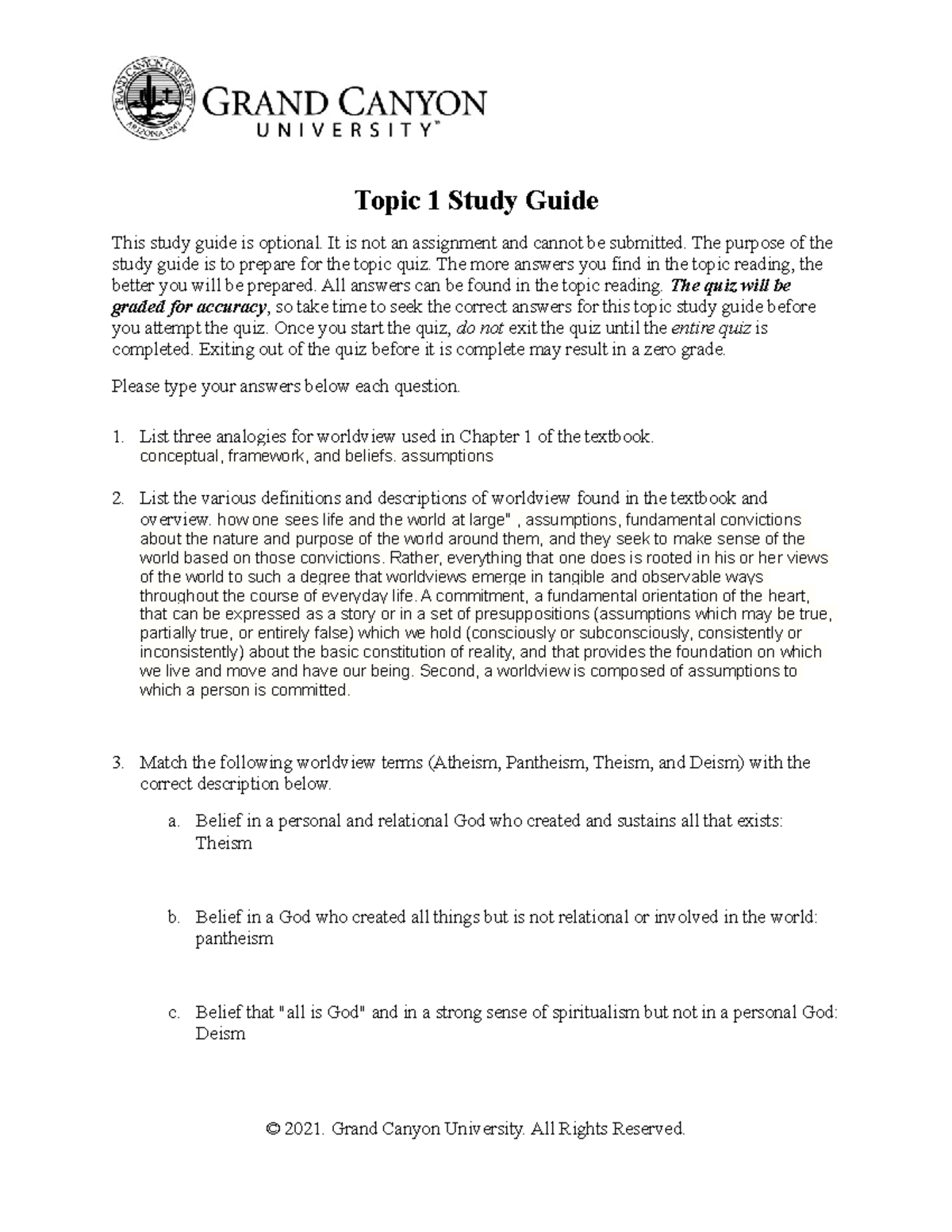 CWV 101 301 RS T1Study Guide Online - Topic 1 Study Guide This study guide is optional. It is ...