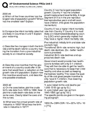 Apes unit 5 exam - notes - Directions: The suggested time for answering ...