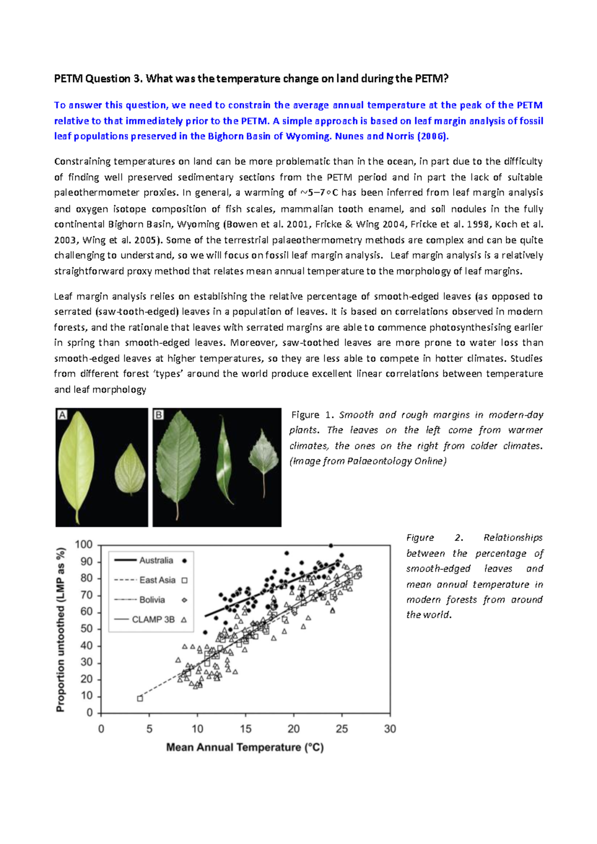Wk10 PETM Q3 By how much did temperature increase on land during the ...