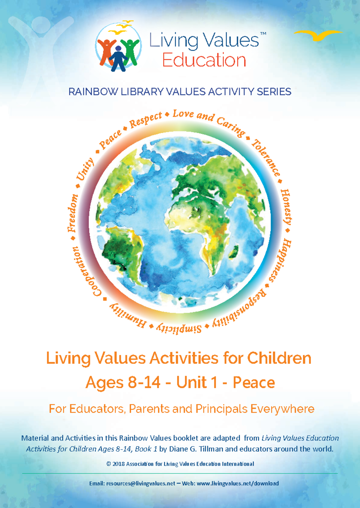 Living Values Education Rainbow Booklet Activities Ages 8 14 Unit 1 ...