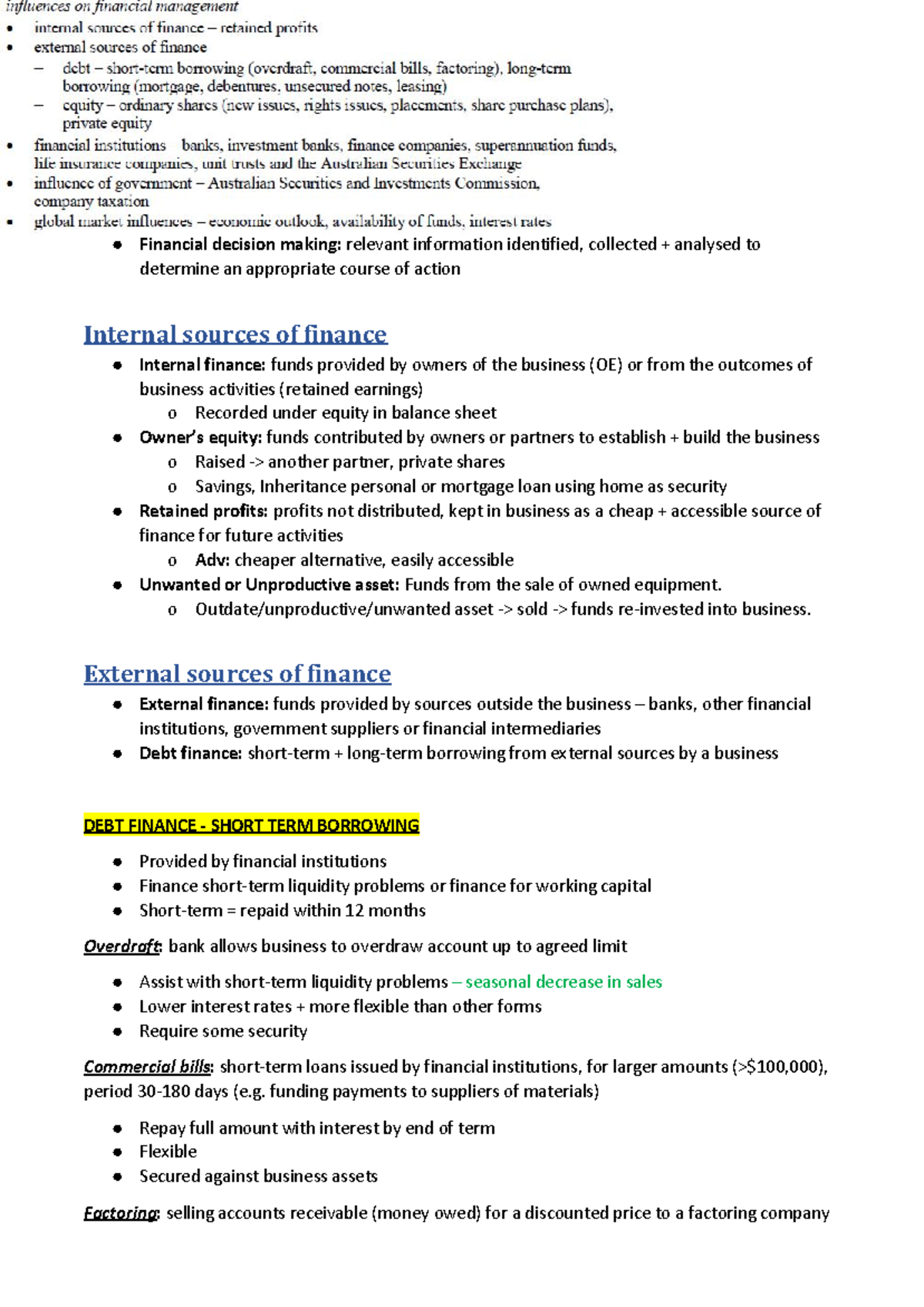 CH10 Influences on financial management - Financial decision making ...