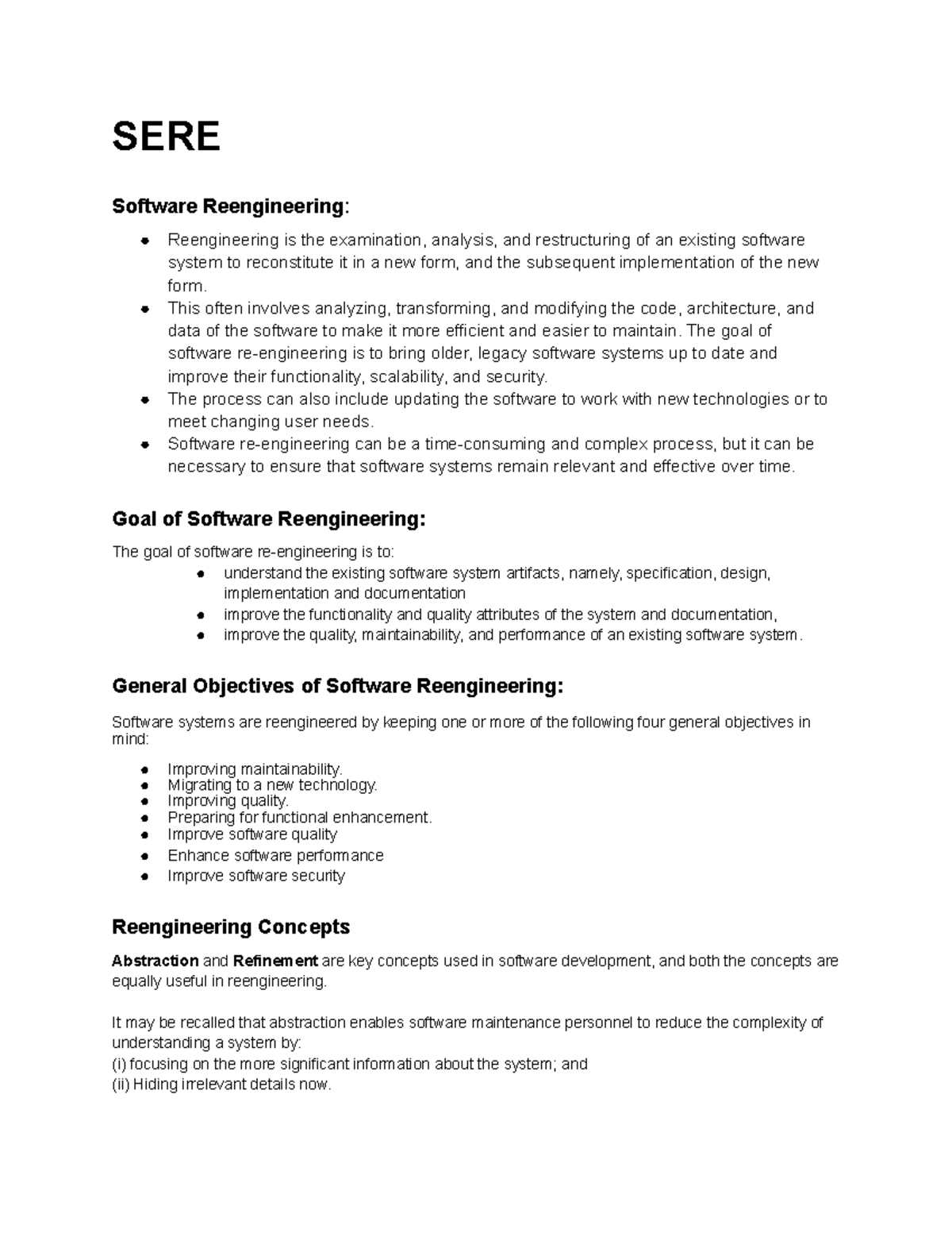 Software Reengineering - SERE Software Reengineering: Reengineering is ...