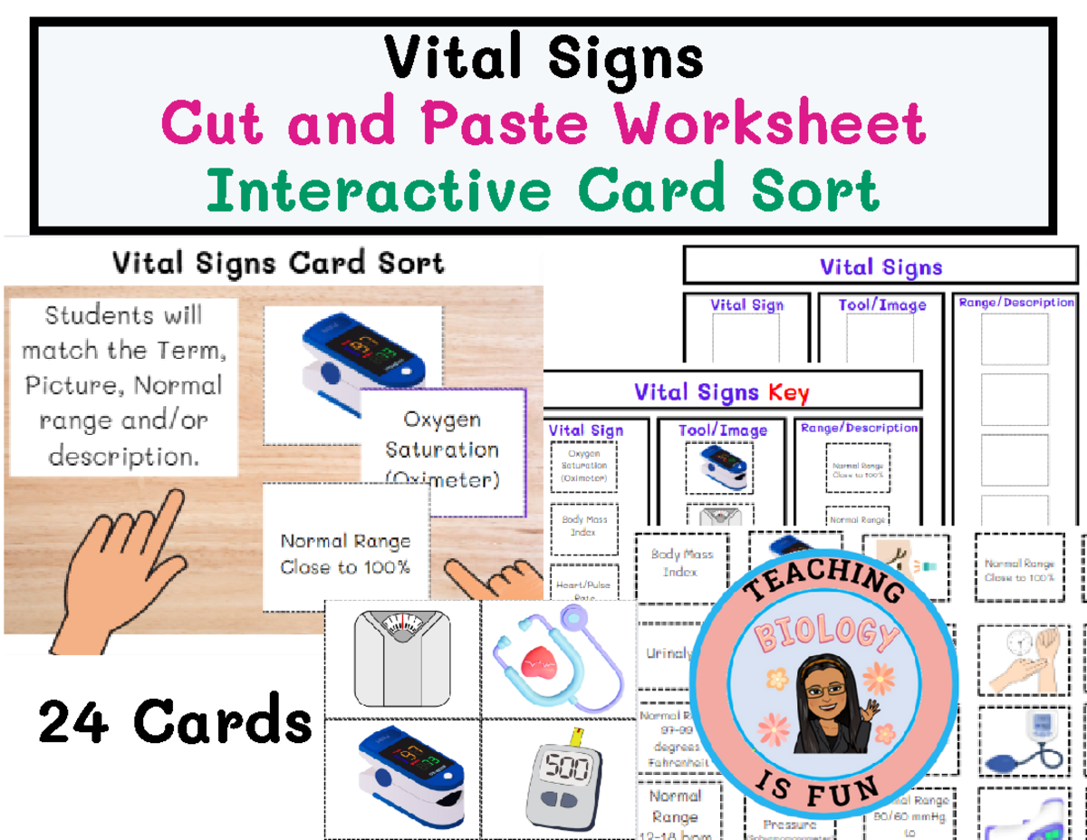 Vital Signs Principlesof Biomedical Science Card Sort Interactive ...